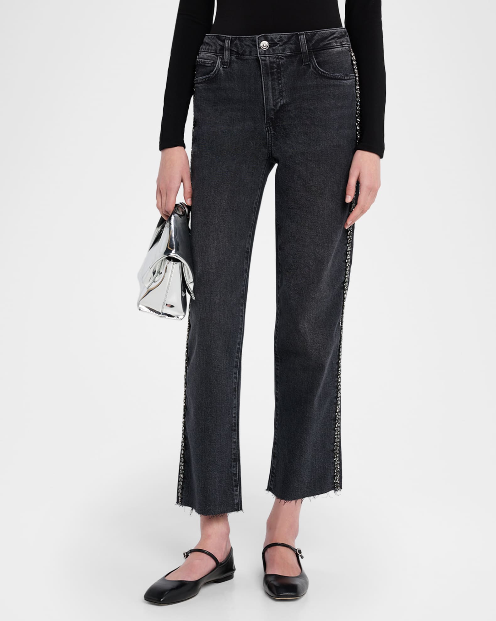 PAIGE Mason Embellished Ankle-Length Jeans | Neiman Marcus