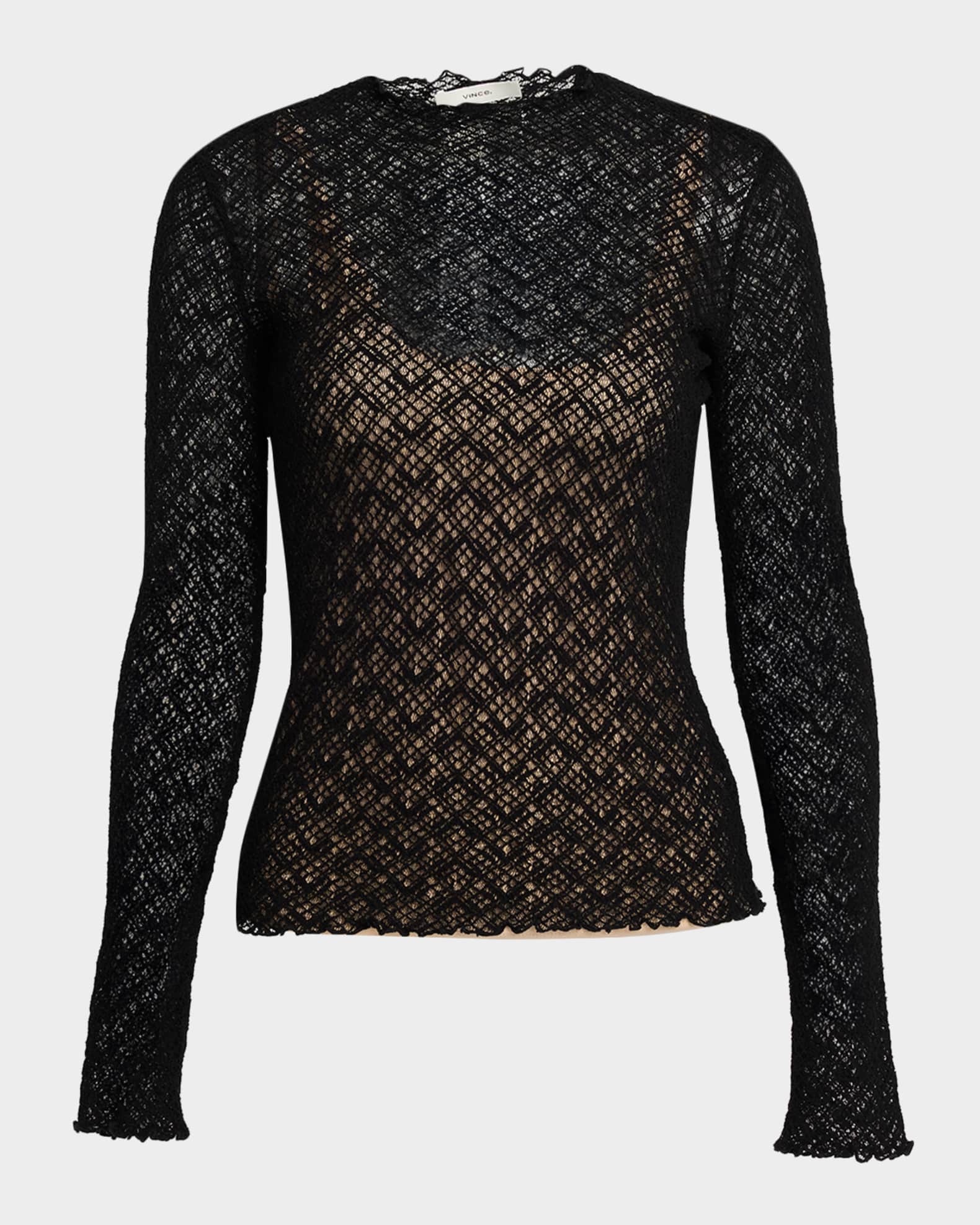 Vince Lace Mock-Neck Top | Neiman Marcus