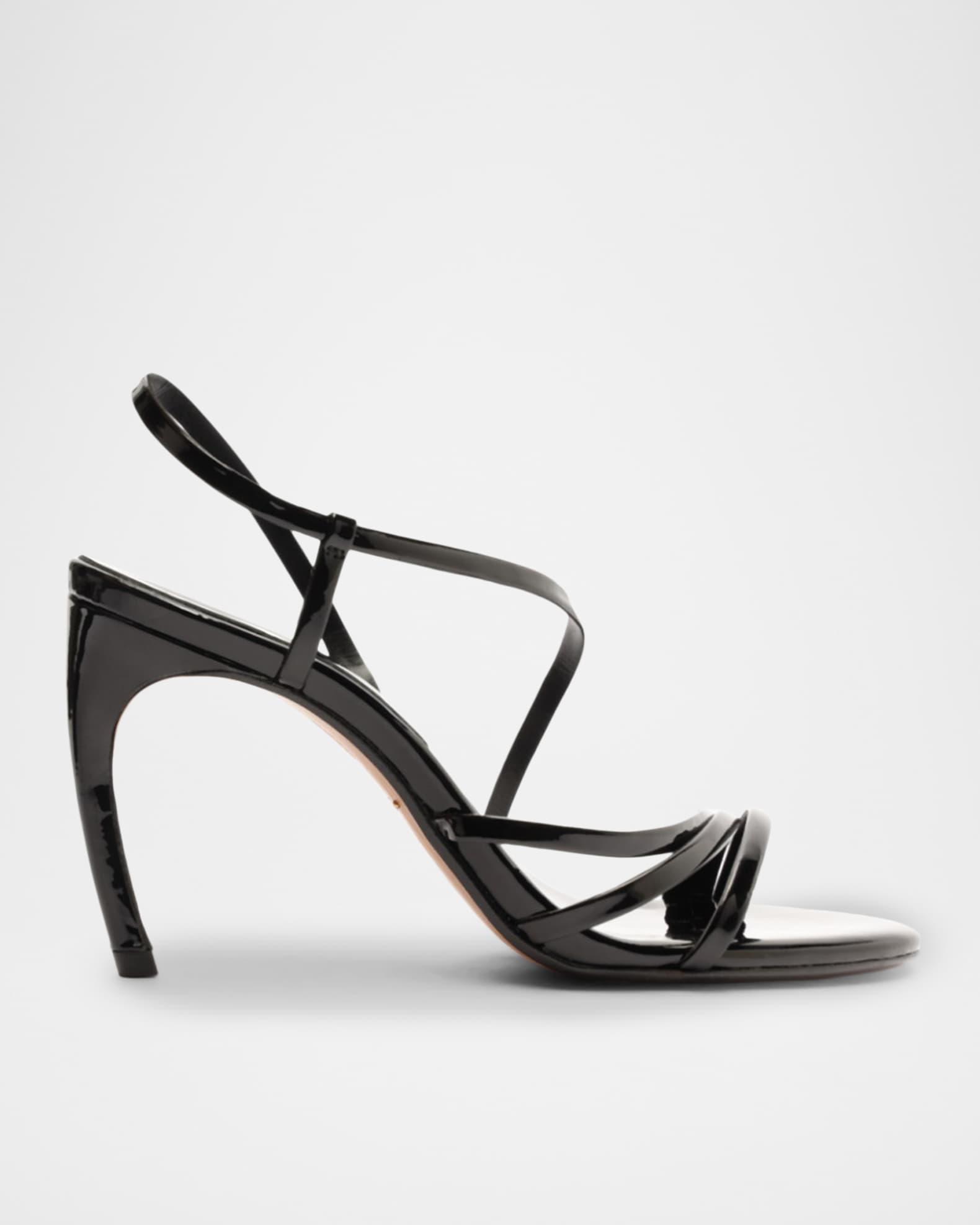 black leather stiletto sandals