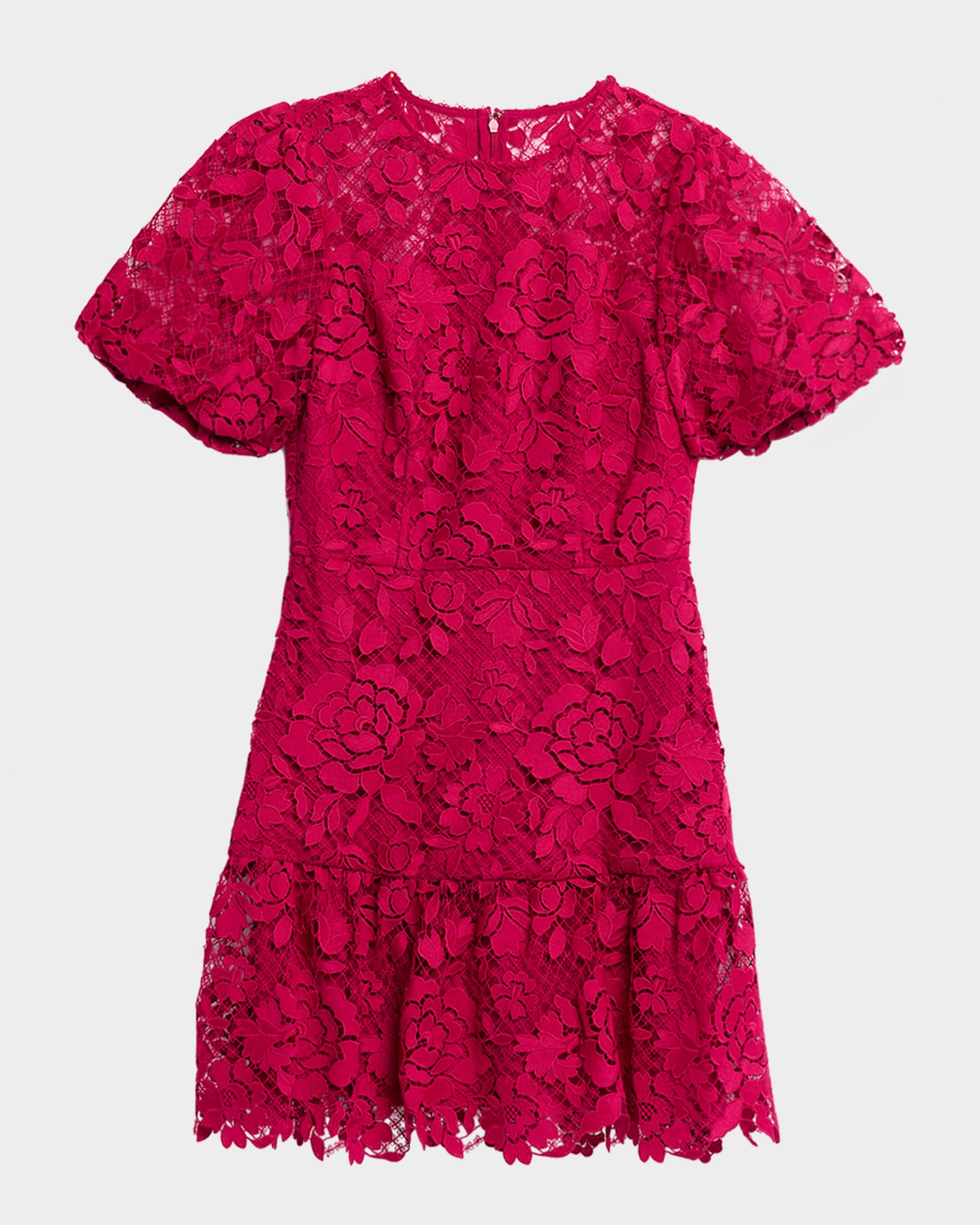 Milly Yasmin Floral Lace Flounce Mini Dress | Neiman Marcus