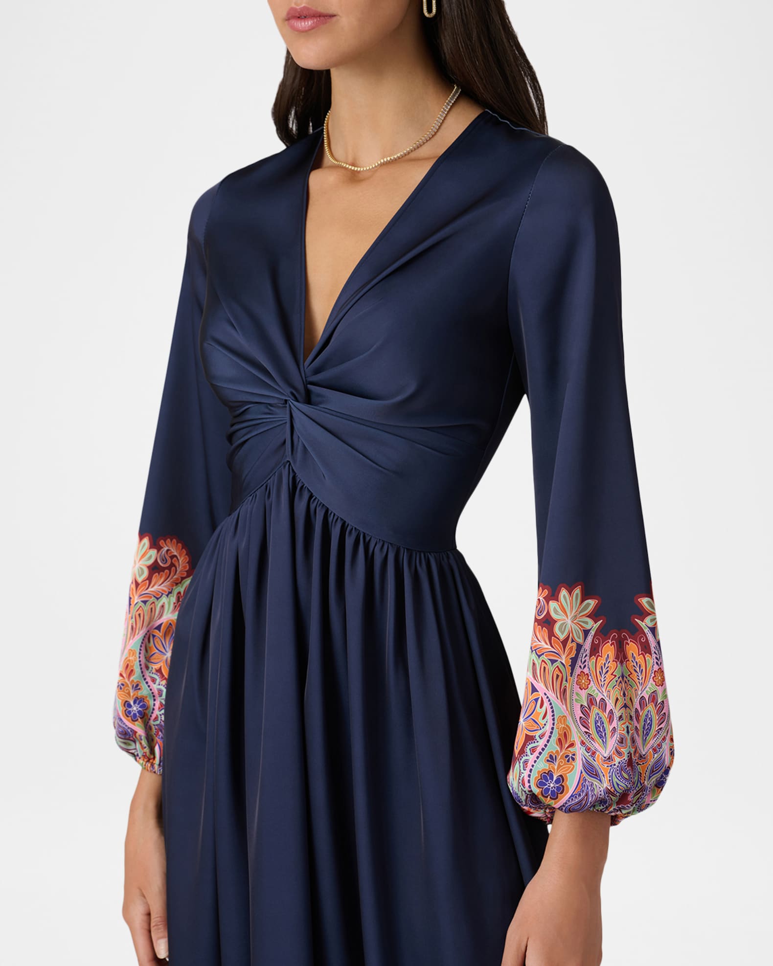 Shoshanna Calla Paisley-Print Empire Maxi Dress | Neiman Marcus