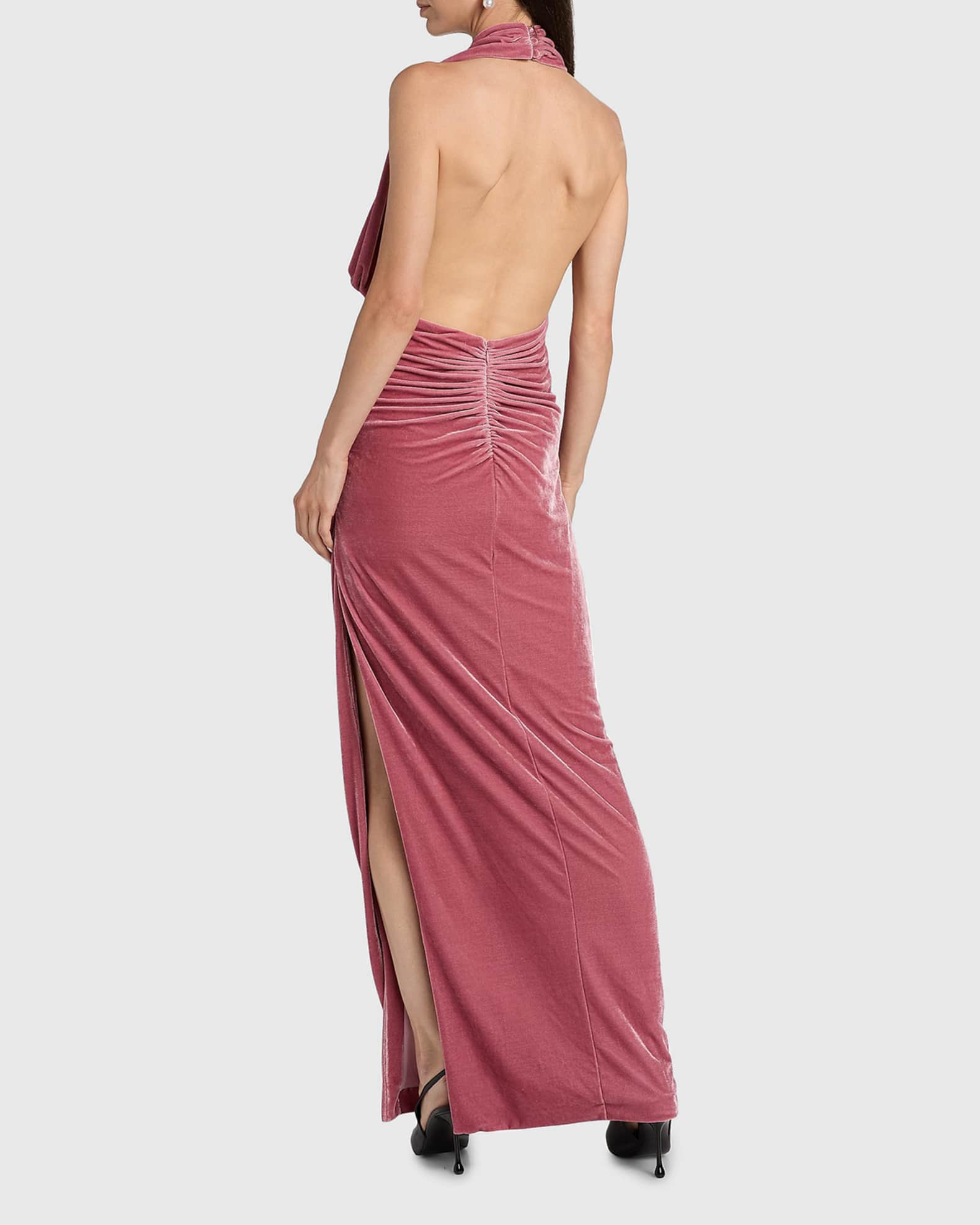 Et Ochs Valeria Backless Plunging Velvet Column Gown | Neiman Marcus
