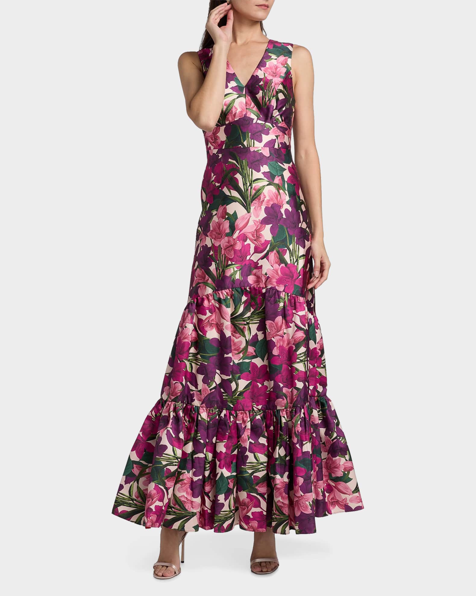 SACHIN BABI Rori Floral Tiered Gown | Neiman Marcus