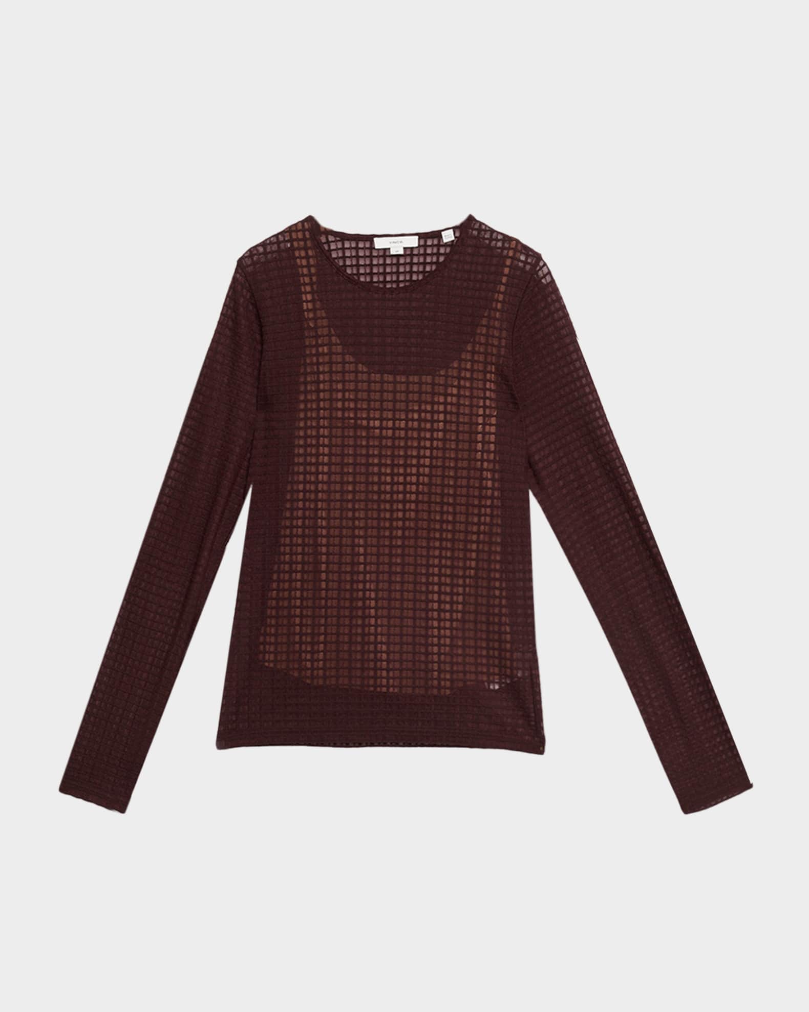 Vince Shadow Grid Long-Sleeve Top | Neiman Marcus