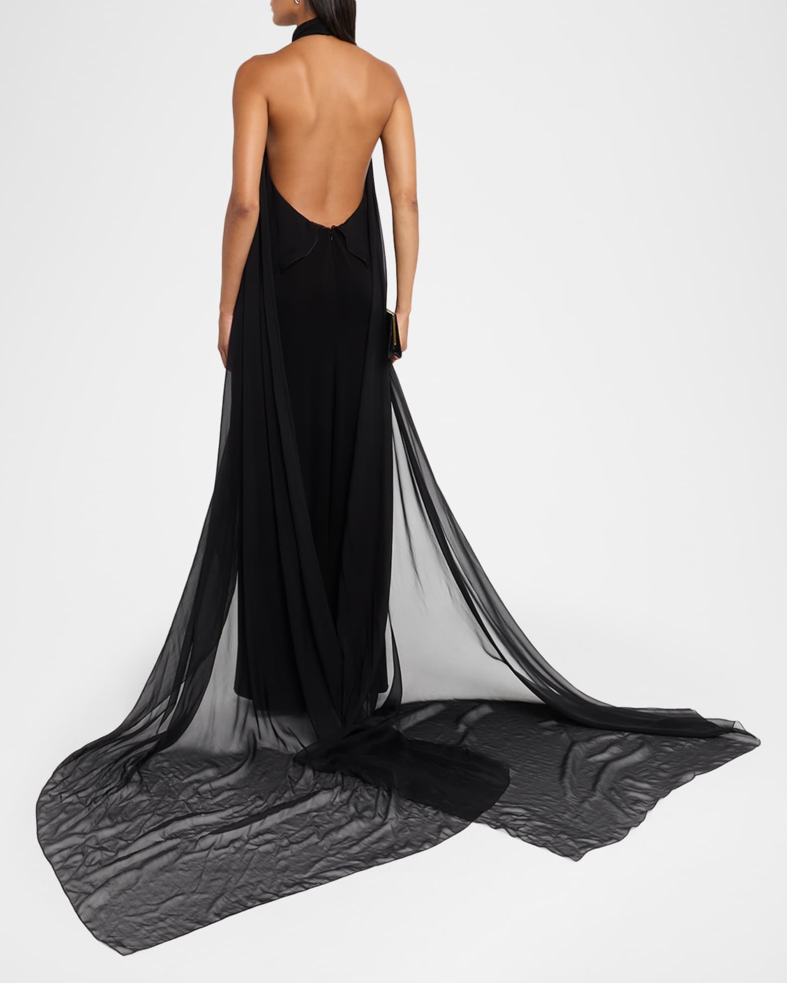 Ralph Lauren Collection Tilly Cape-Sleeve Jersey Backless Gown | Neiman ...