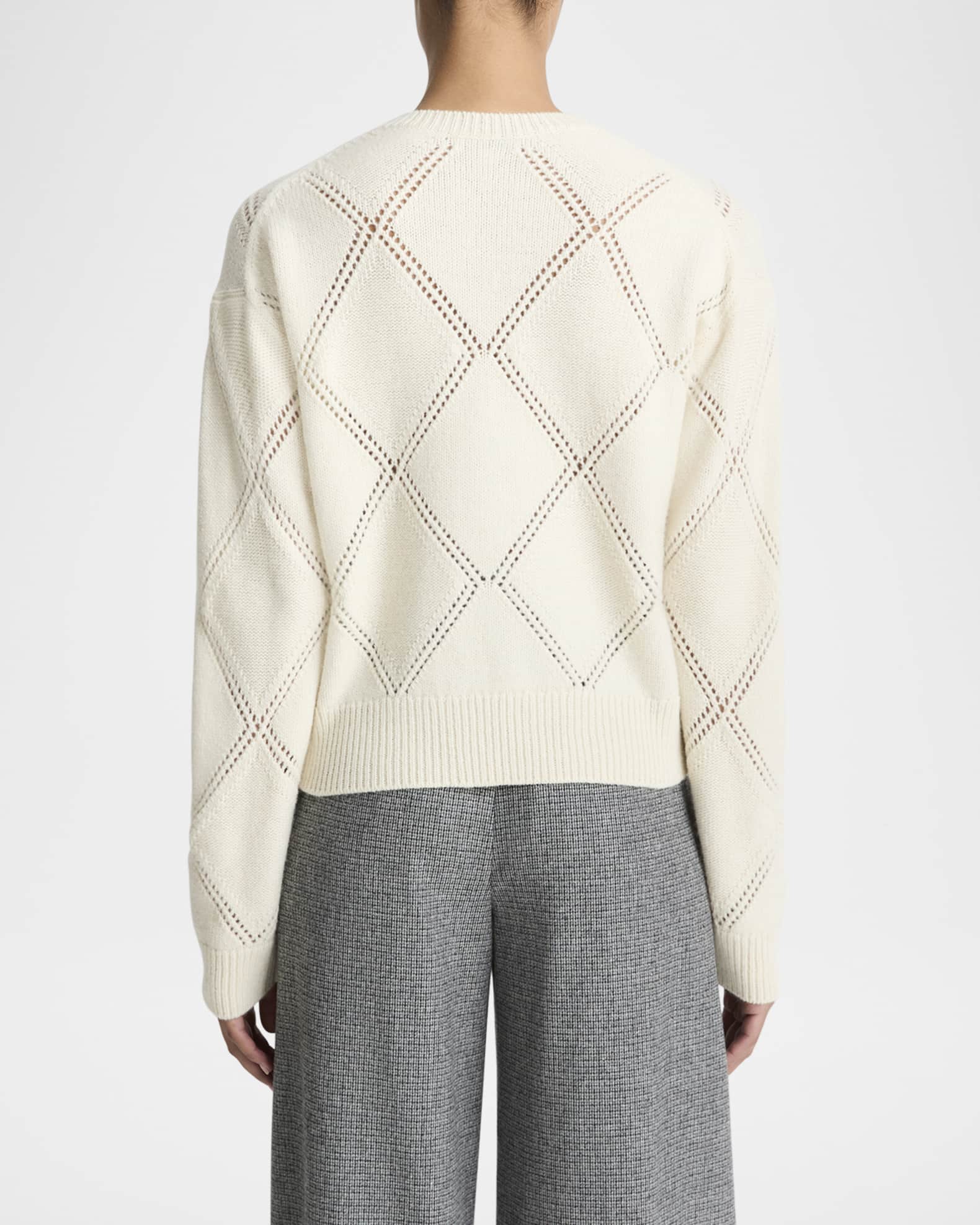 Vince Textured Argyle Italian Wool Sweater | Neiman Marcus