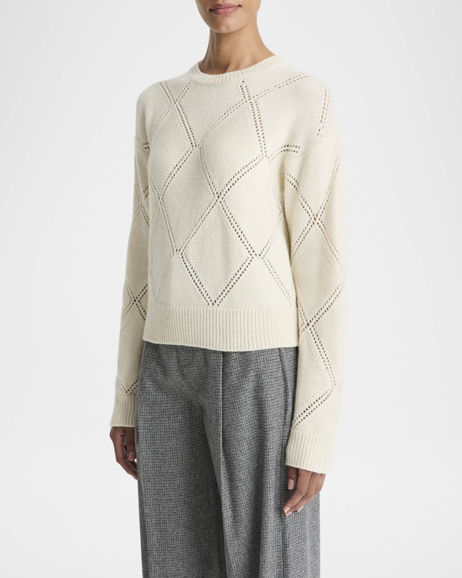Vince Textured Argyle Italian Wool Sweater | Neiman Marcus
