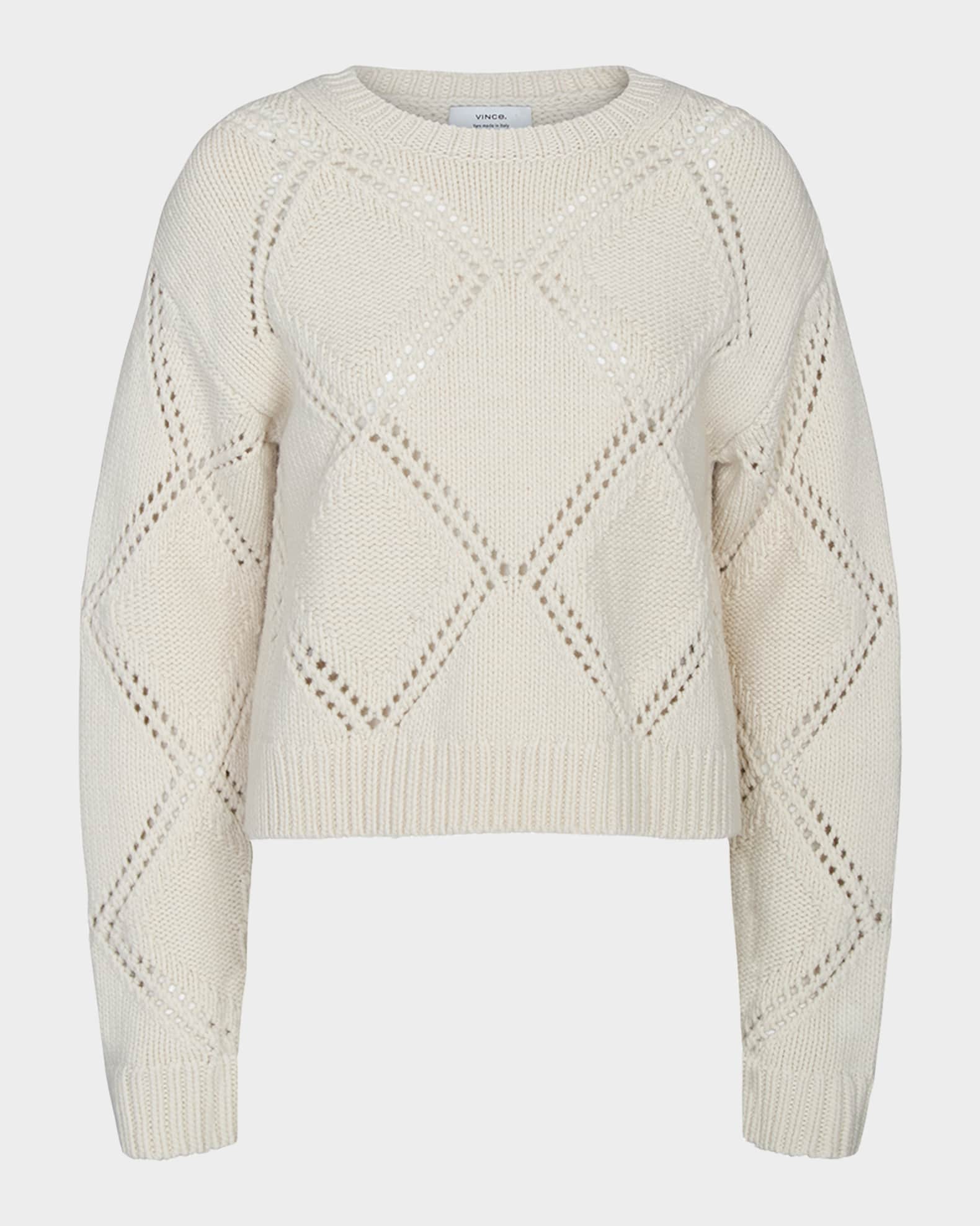 Vince Textured Argyle Italian Wool Sweater | Neiman Marcus