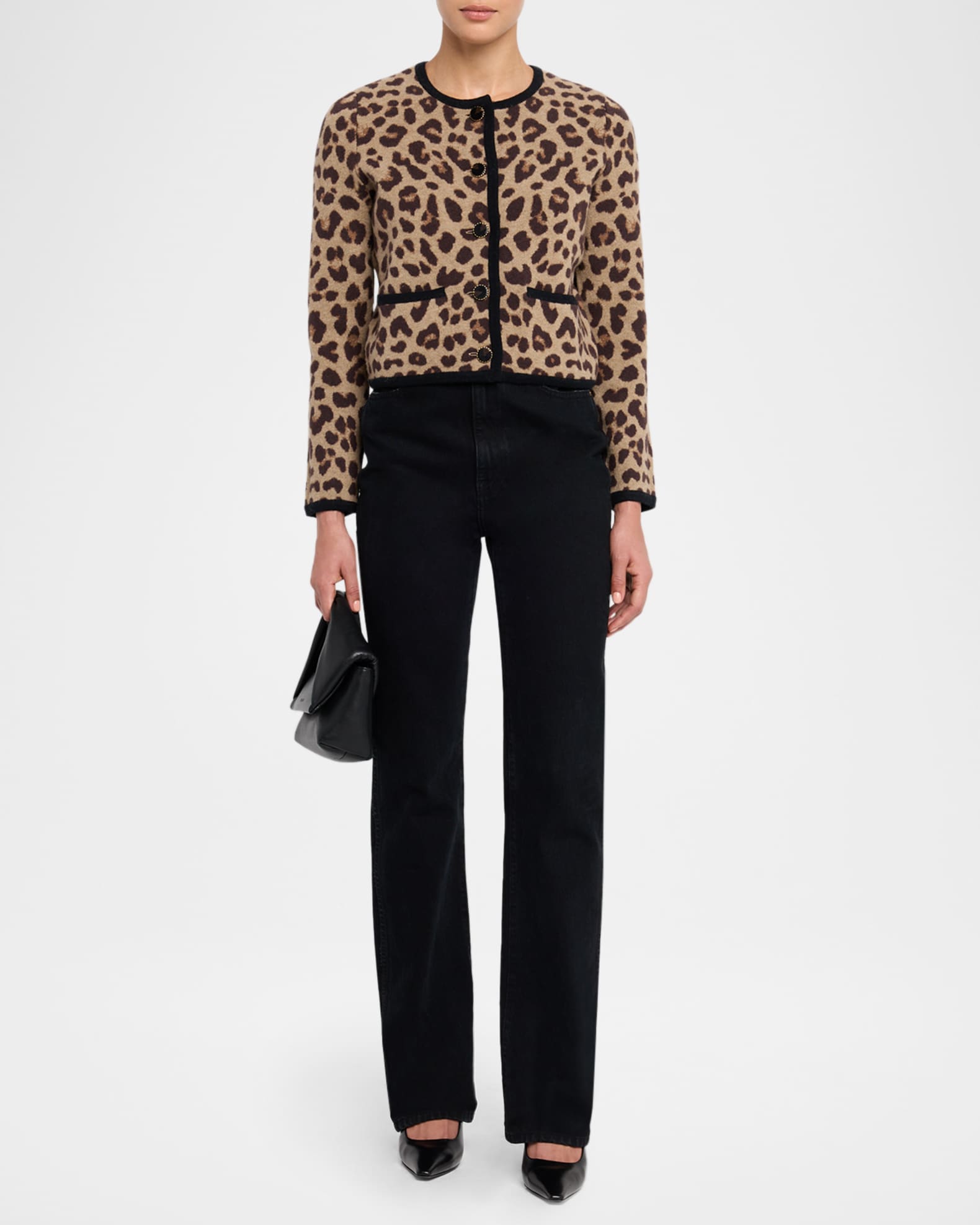 PAIGE Oberon Leopard Merino Wool Cardigan | Neiman Marcus