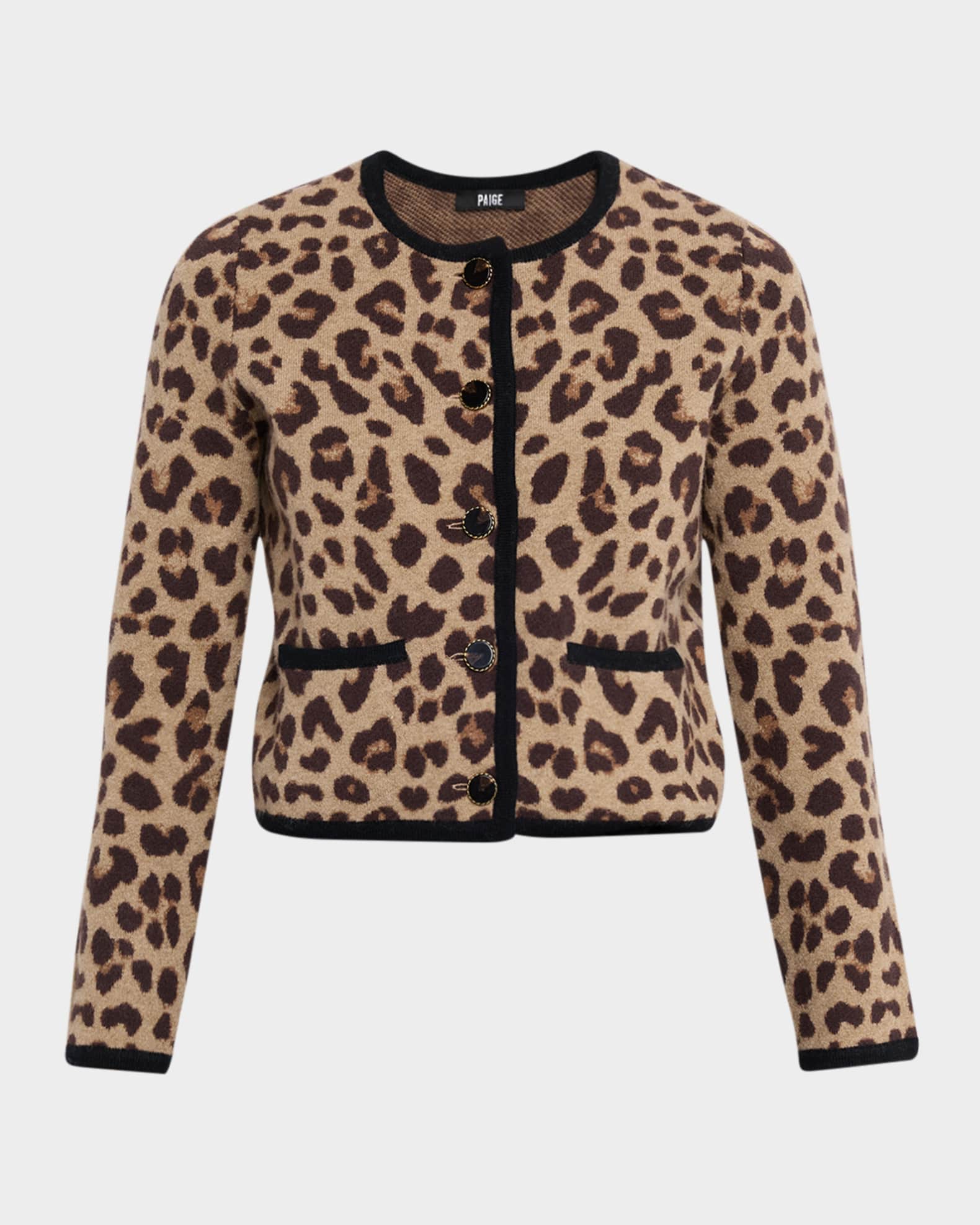 PAIGE Oberon Leopard Merino Wool Cardigan | Neiman Marcus