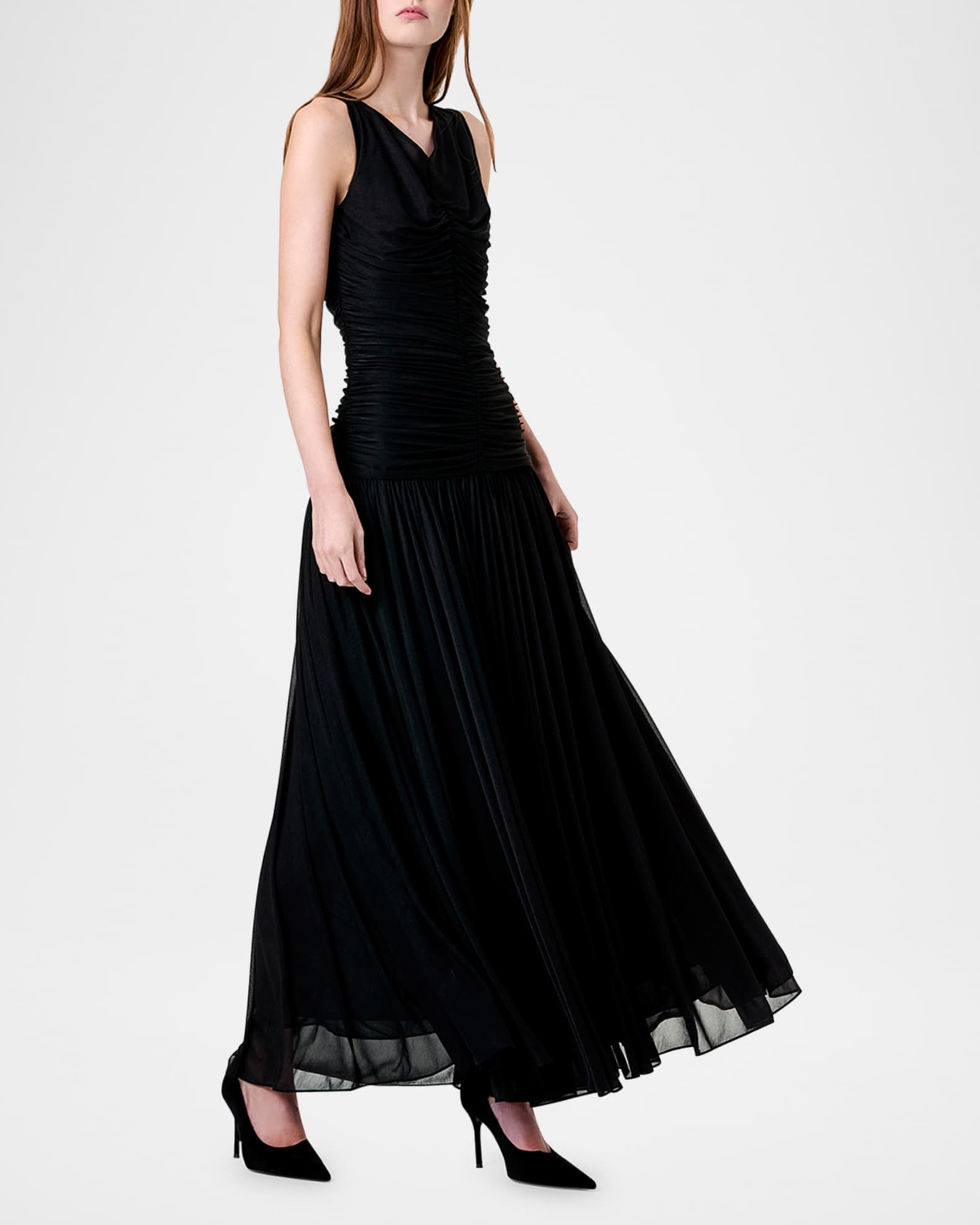 NICHOLAS Melia Sleeveless Ruched A-Line Maxi Dress | Neiman Marcus