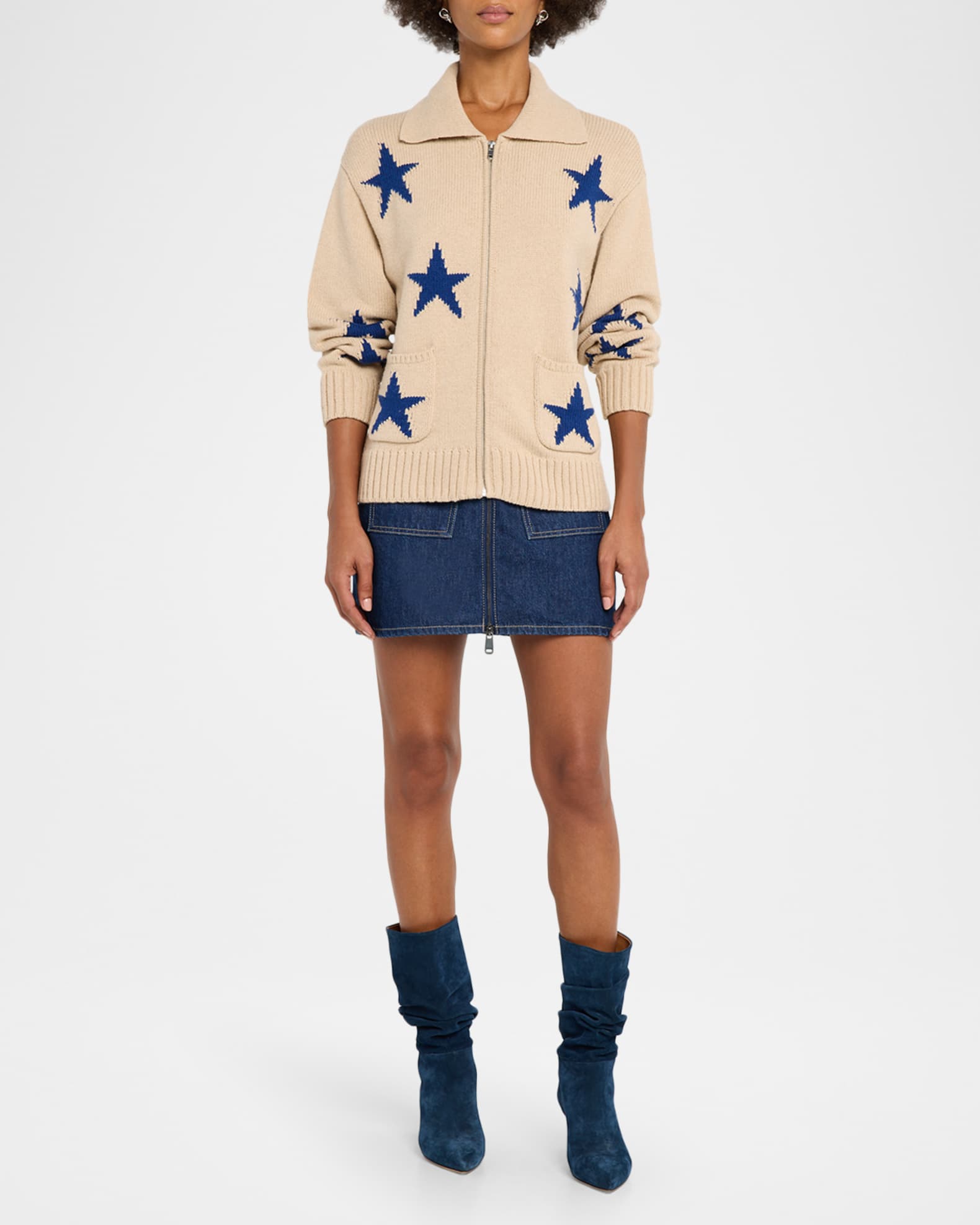 Rails Rhea Star Wool-Blend Zip Cardigan | Neiman Marcus