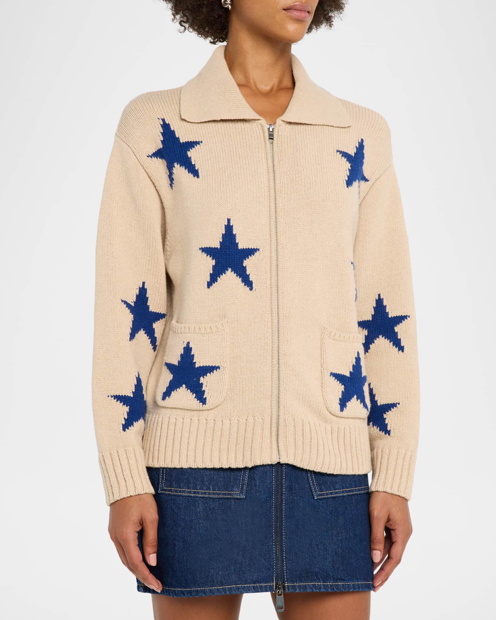 Rails Rhea Star Wool-Blend Zip Cardigan | Neiman Marcus