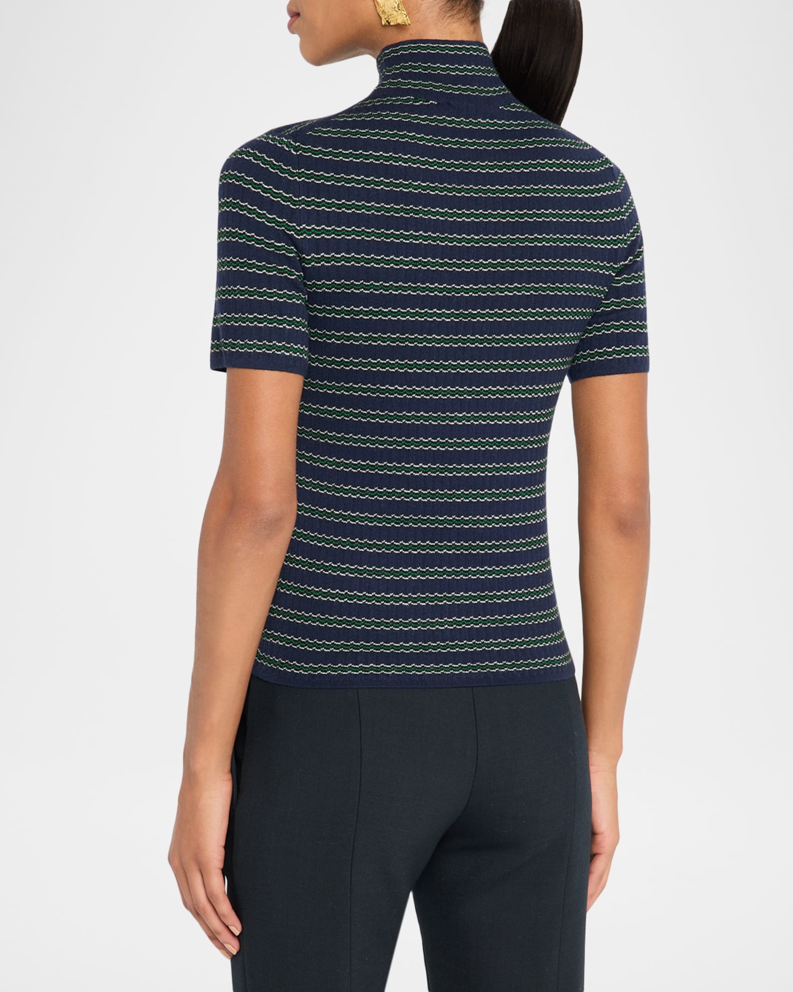 Theory Leenda Stripe Turtleneck Tee | Neiman Marcus