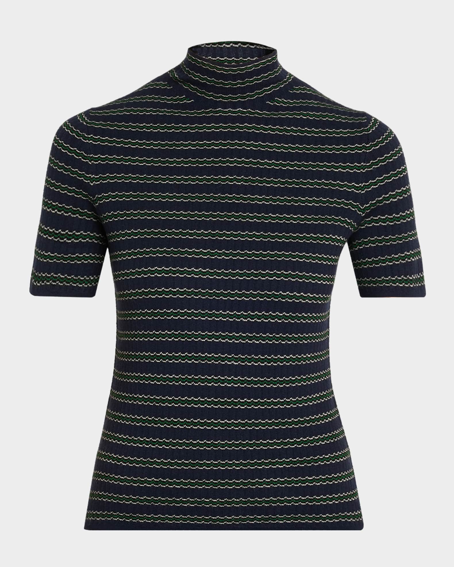 Theory Leenda Stripe Turtleneck Tee | Neiman Marcus