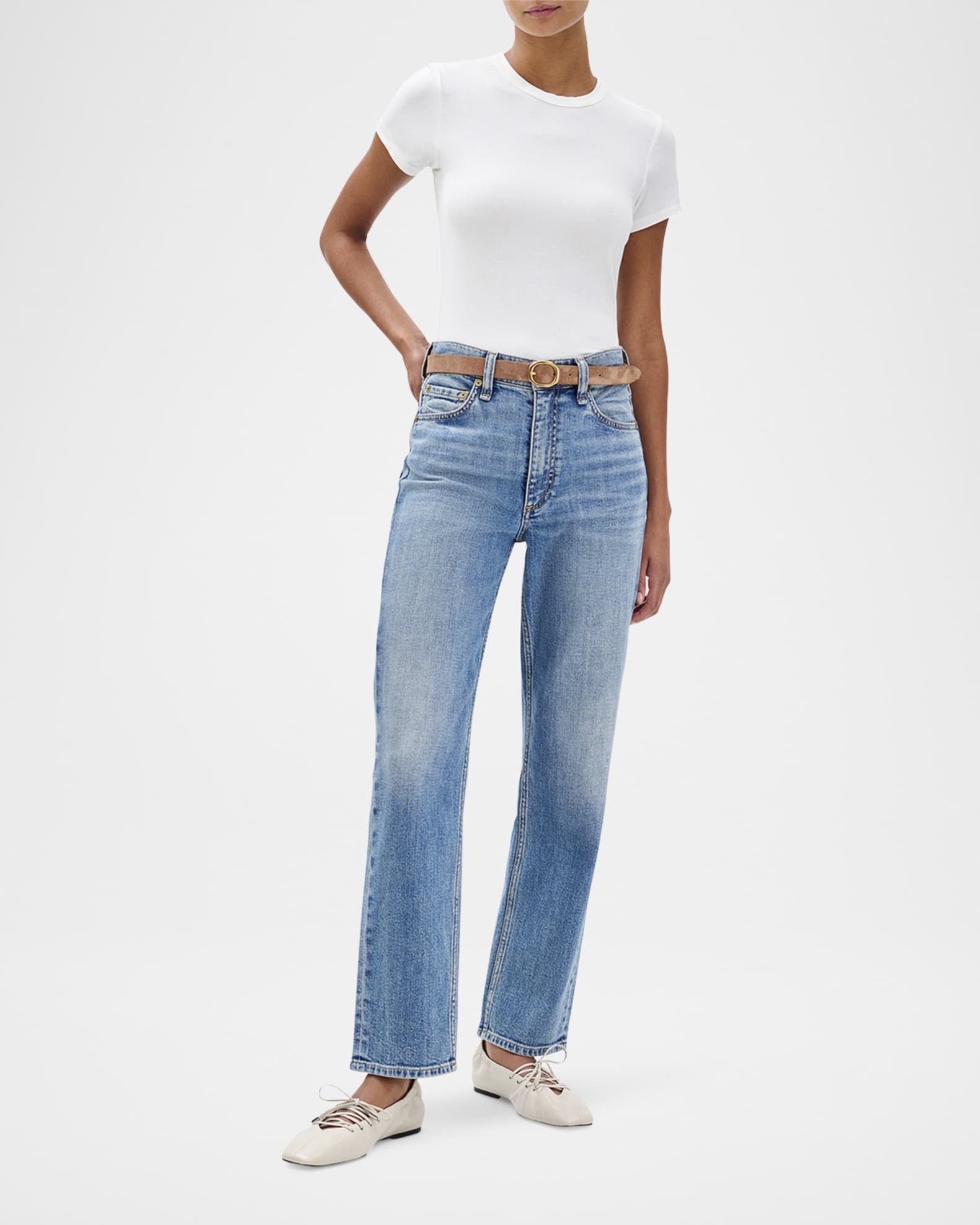 Rag & Bone Harlow Mid-Rise Ankle Straight Jeans | Neiman Marcus