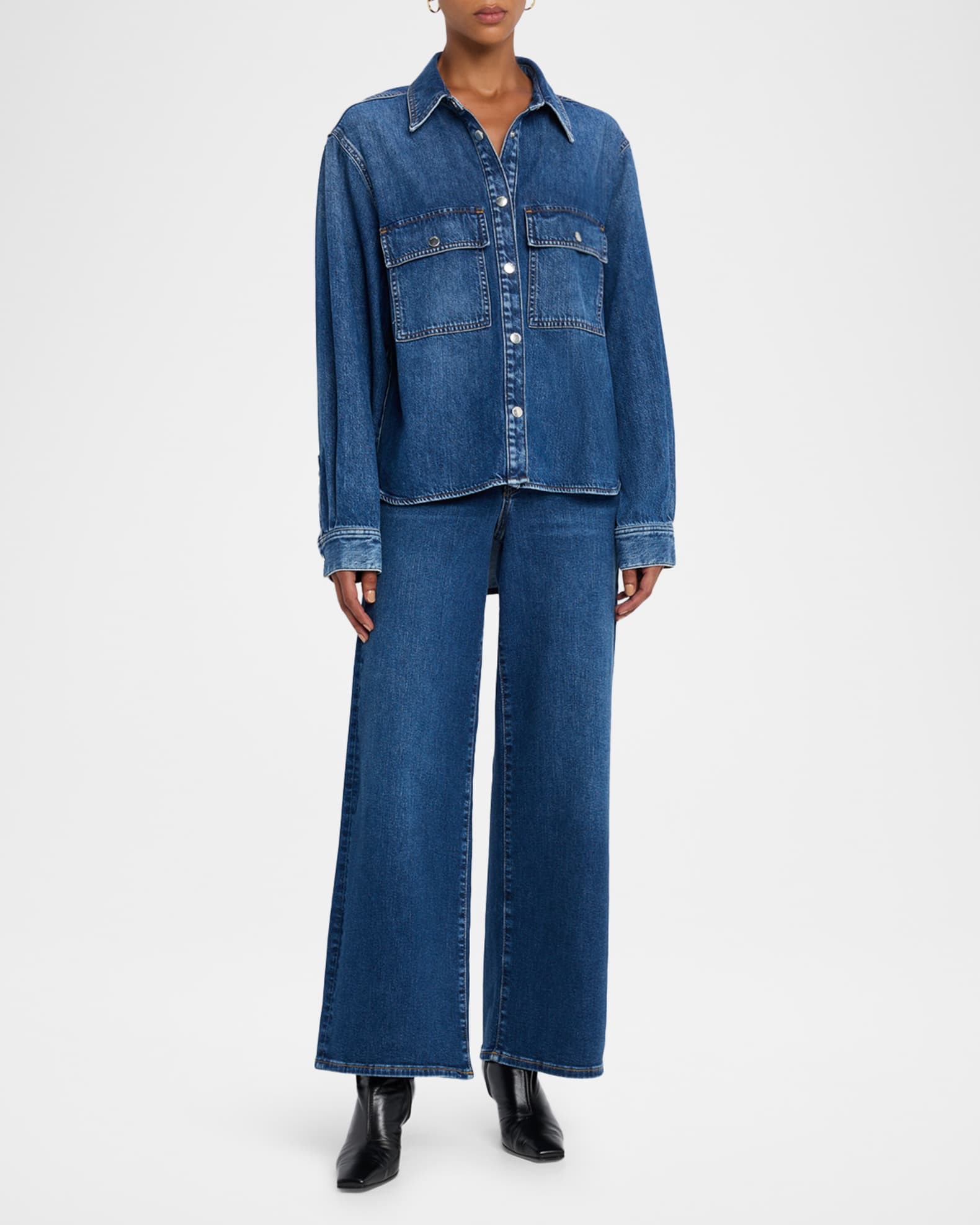 FRAME The Long-Sleeve Denim Shirt | Neiman Marcus