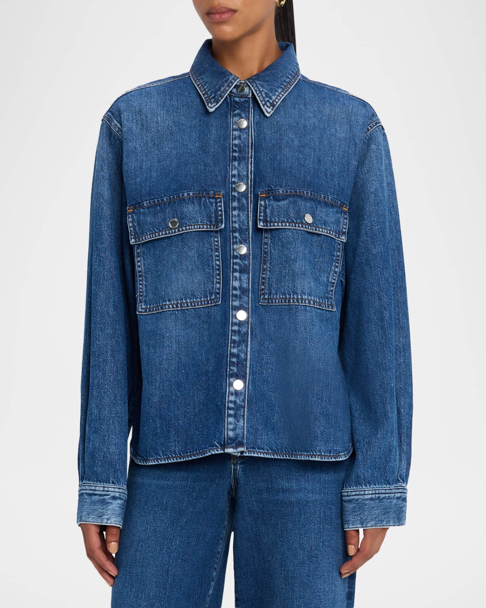FRAME The Long-Sleeve Denim Shirt | Neiman Marcus