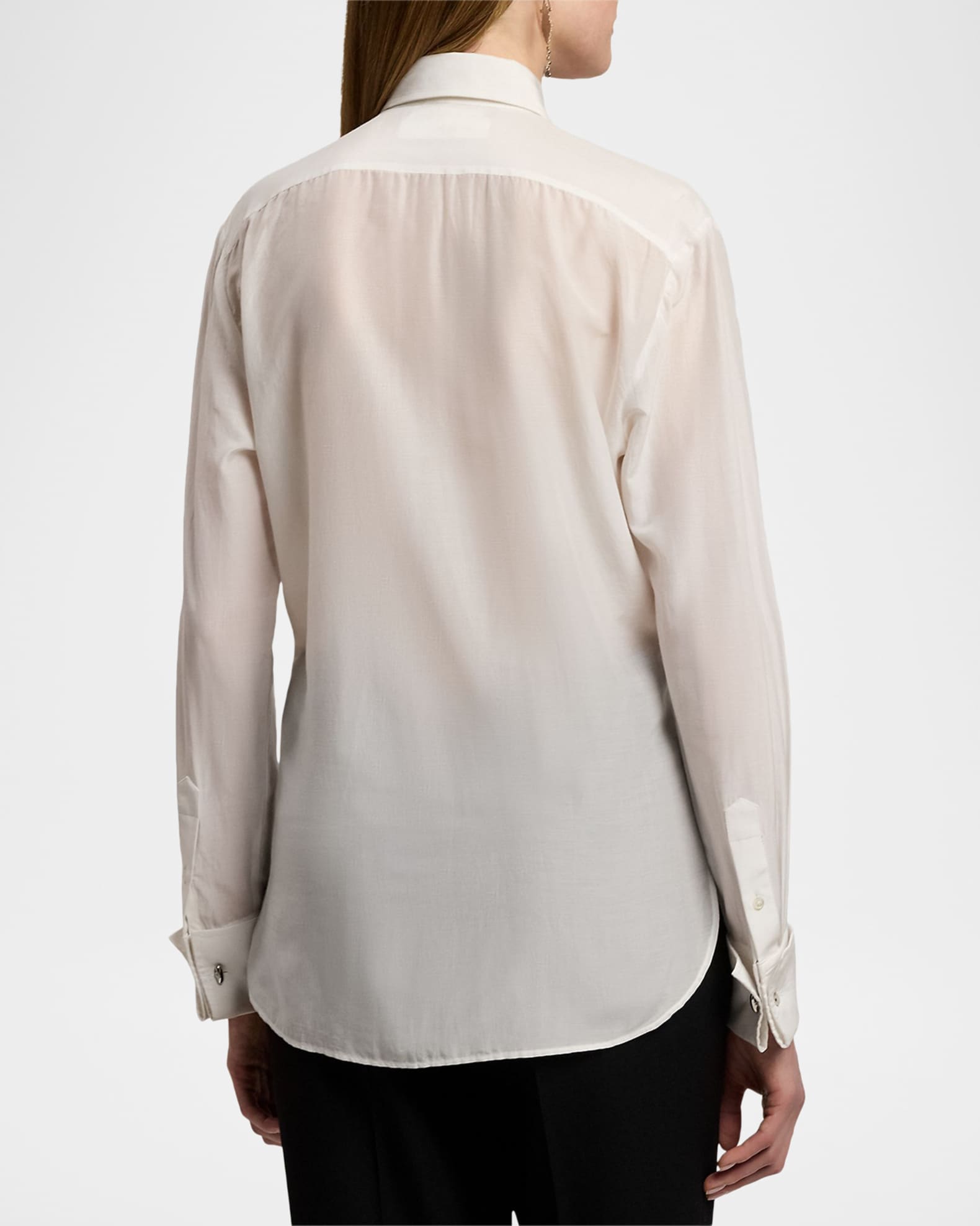 Ralph Lauren Collection Britt Soft Voile Ruffle Button-Down Shirt ...