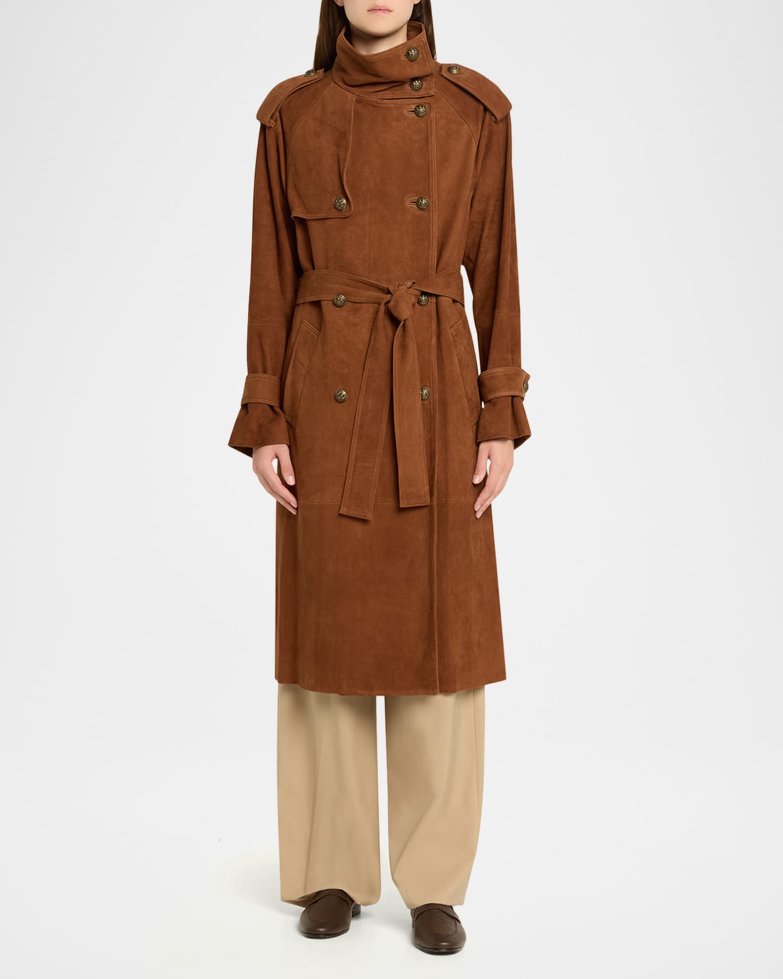 Kobi Halperin Johnny Suede Double-Breasted Coat | Neiman Marcus