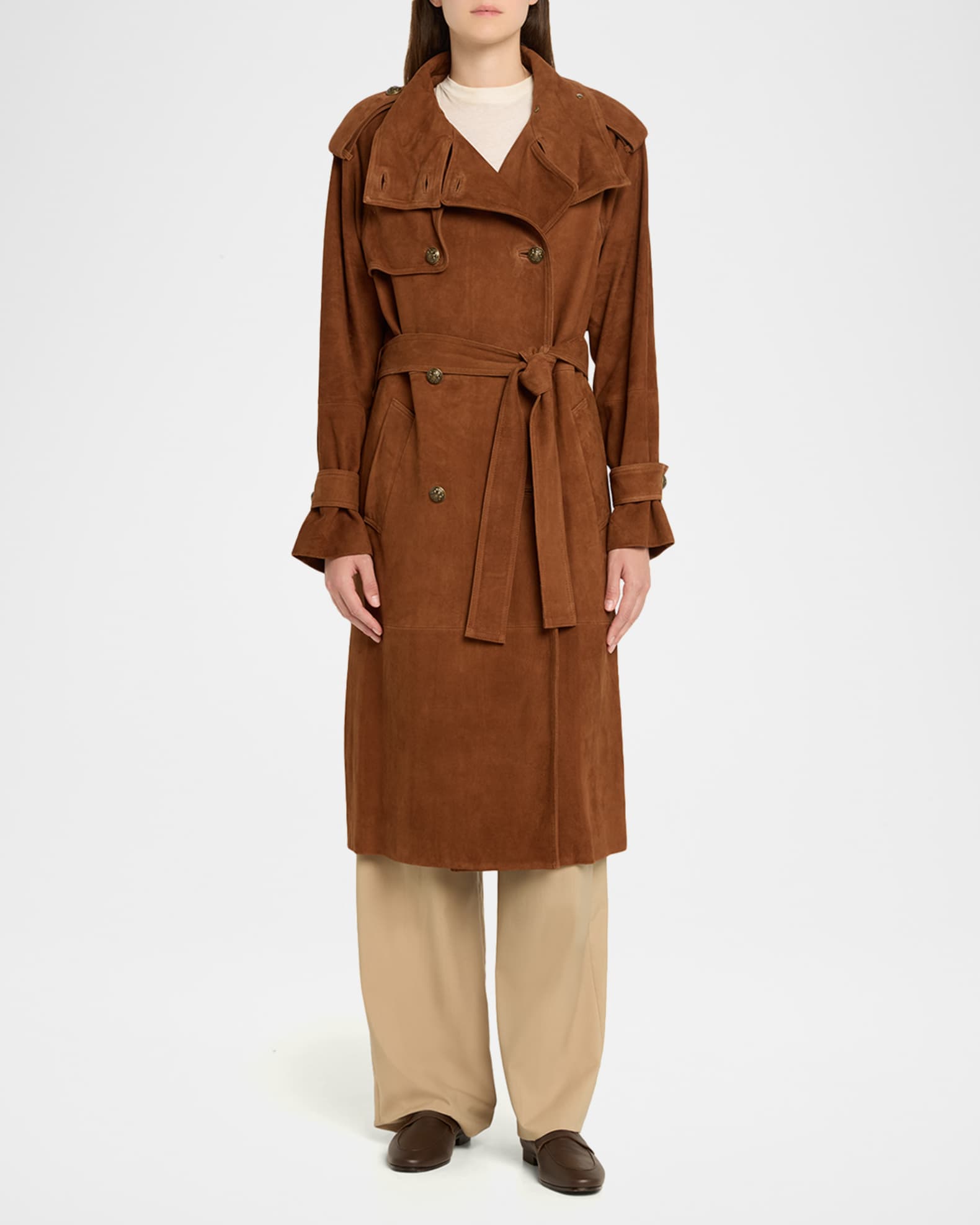 Kobi Halperin Johnny Suede Double-Breasted Coat | Neiman Marcus