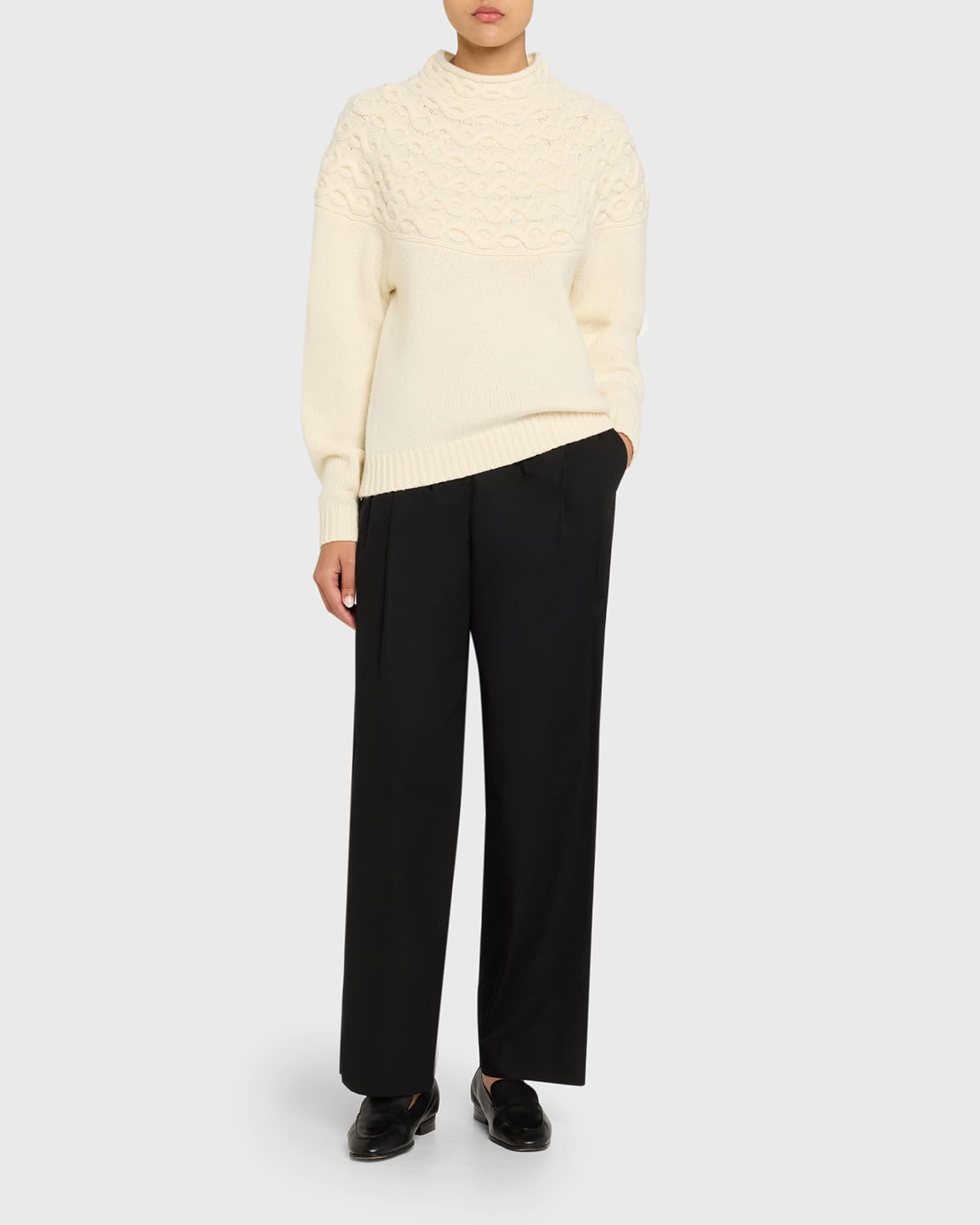 Theory Cashmere-Blend Cable-Knit Sweater | Neiman Marcus