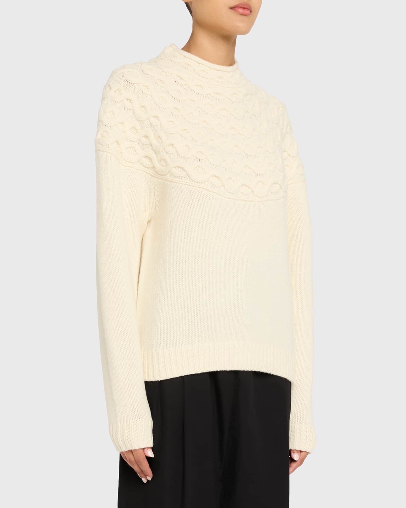 Theory Cashmere-Blend Cable-Knit Sweater | Neiman Marcus