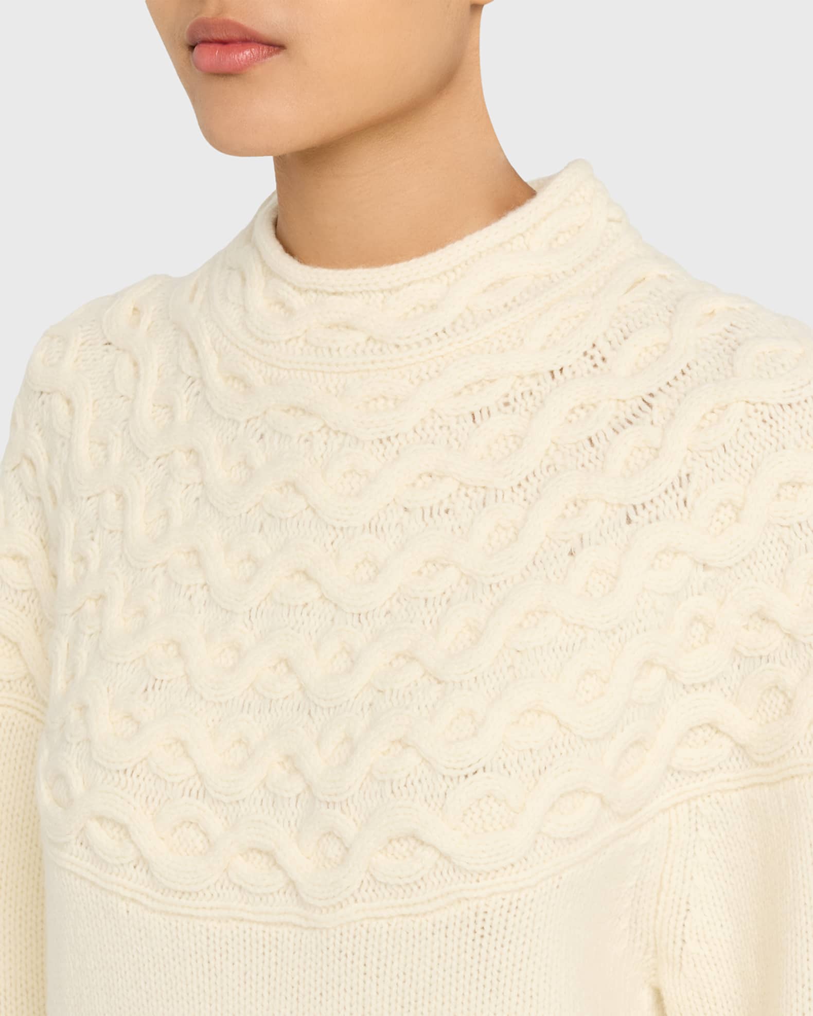 Theory Cashmere-Blend Cable-Knit Sweater | Neiman Marcus
