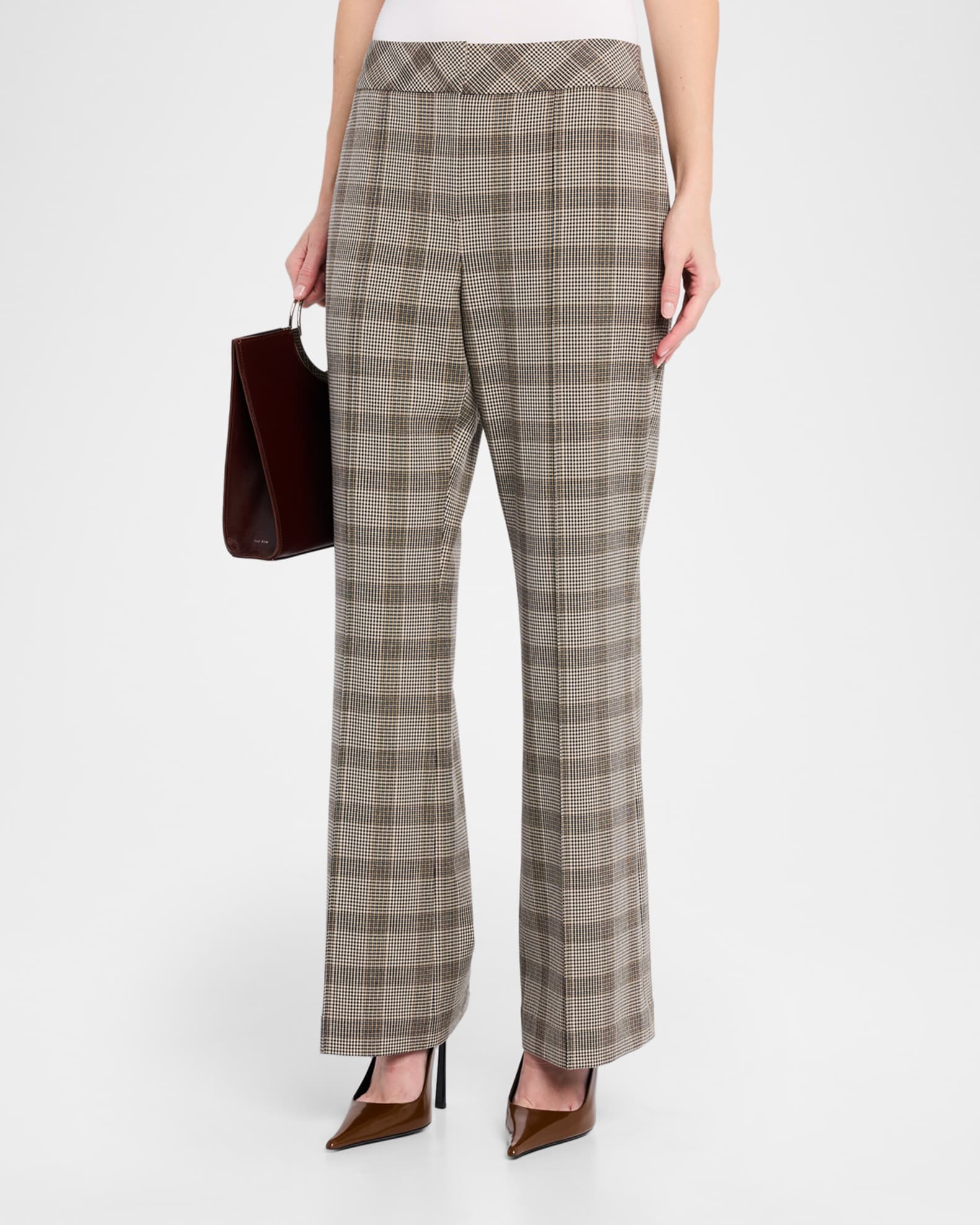 Elie Tahari The Elodie Plaid Bootcut Pants | Neiman Marcus