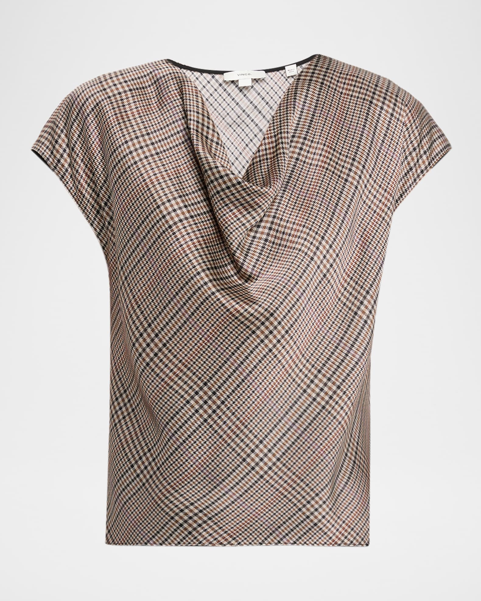 Vince Plaid Silk Cowl-Neck Blouse | Neiman Marcus