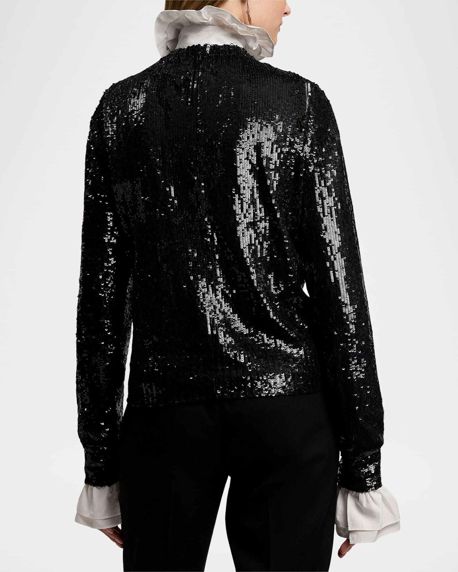 Ralph Lauren Collection Sharon Sequined Tulle Long-Sleeve Top | Neiman ...
