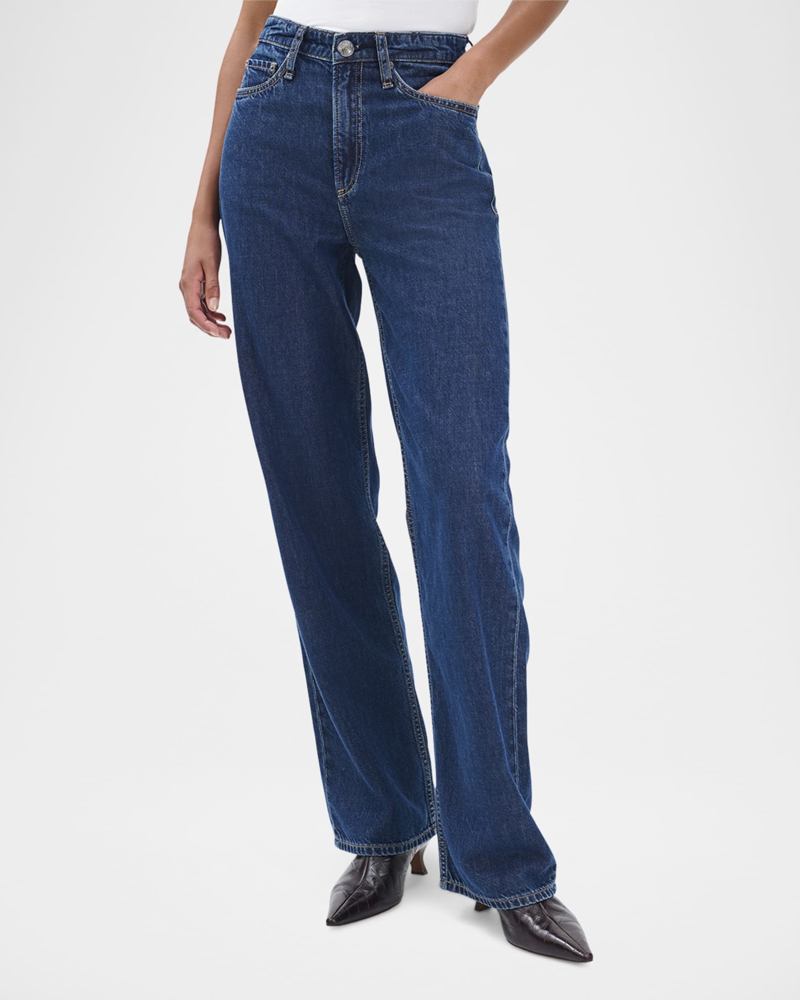 Rag & Bone Featherweight Logan Mid-Rise Wide-Leg Jeans | Neiman Marcus