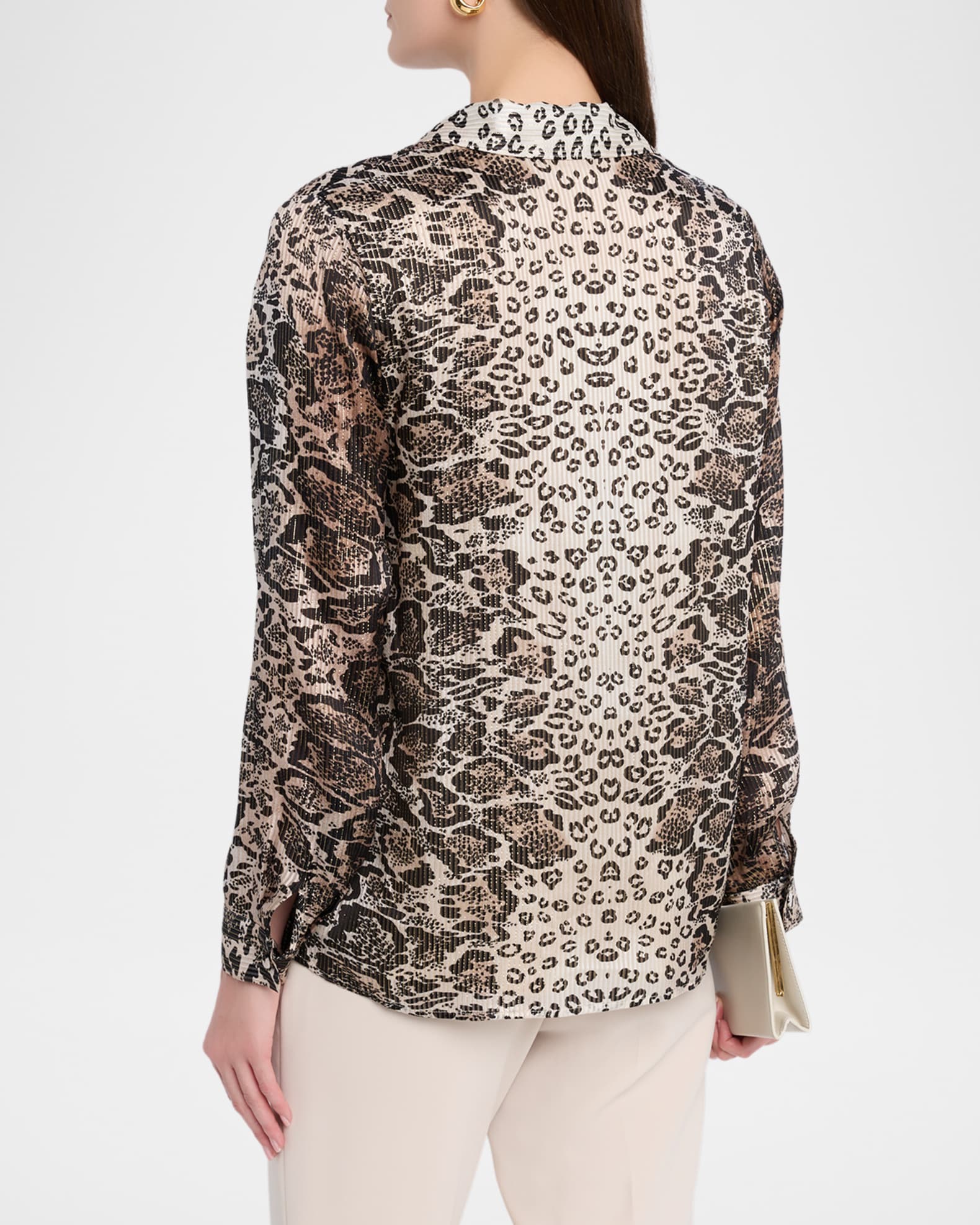 Elie Tahari The Madeline Animal-Print Silk Blouse | Neiman Marcus