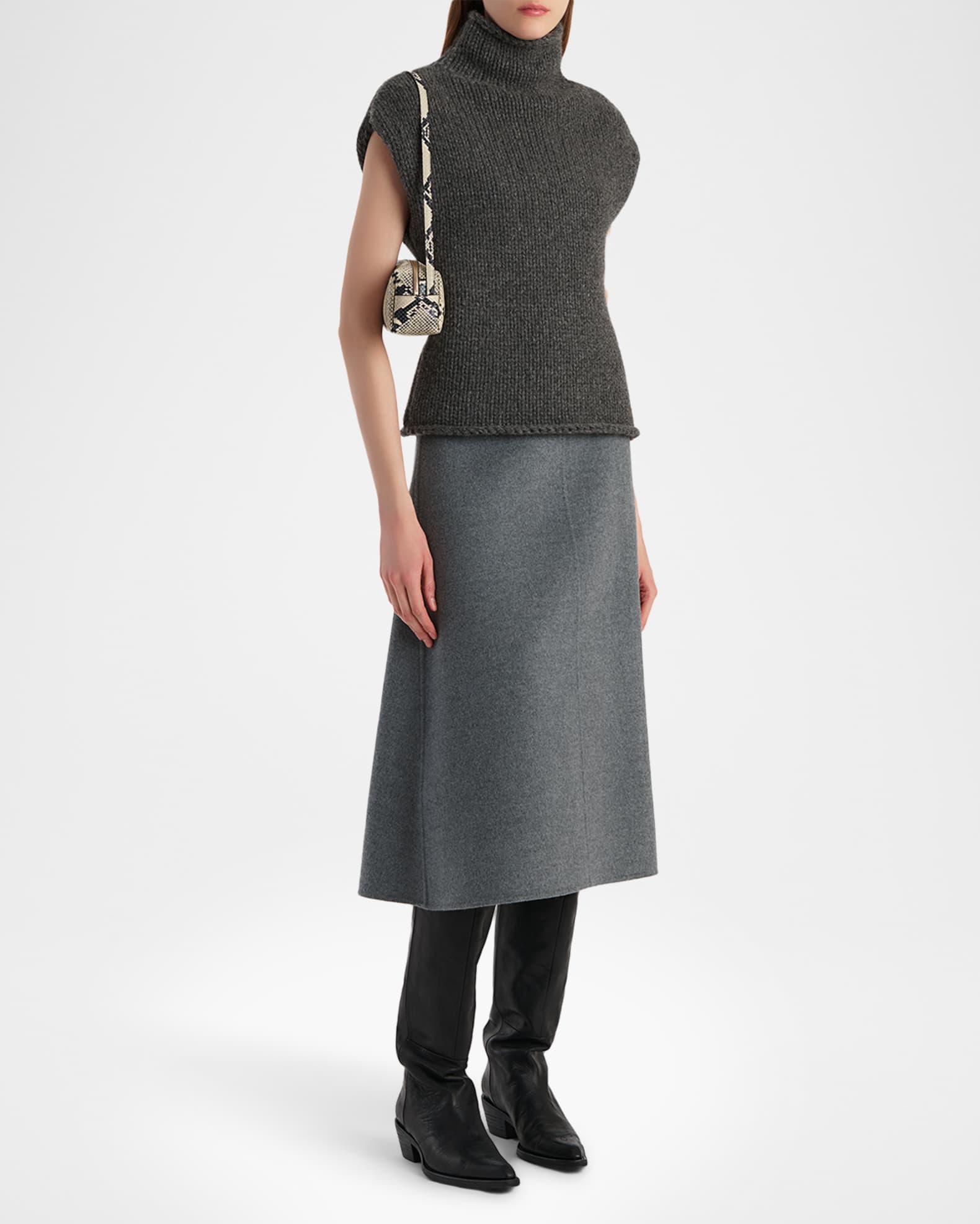 Khaite Sly Cap-Sleeve Turtleneck Cashmere Top | Neiman Marcus