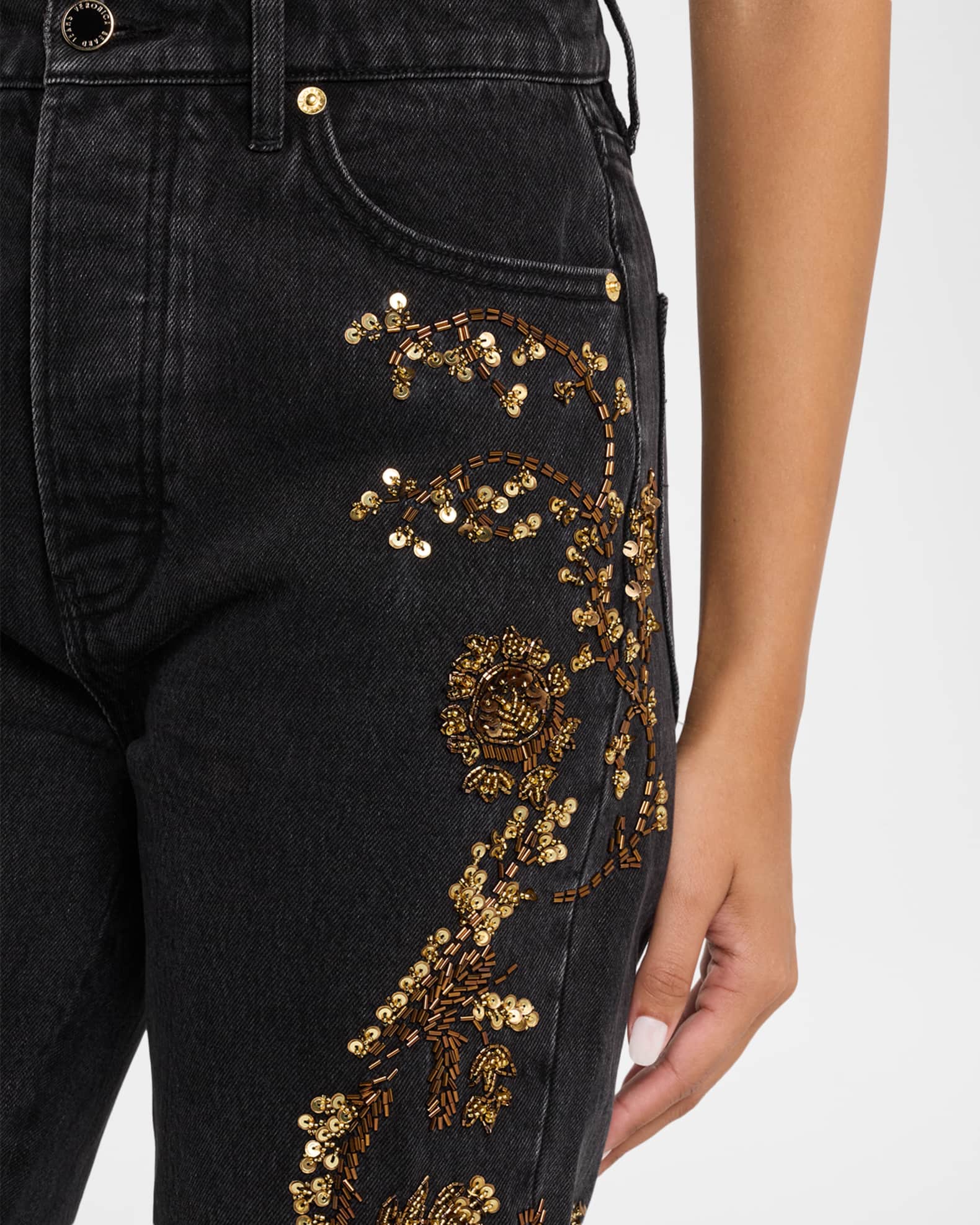 Veronica Beard Daniela Embellished Straight-Leg Jeans | Neiman Marcus