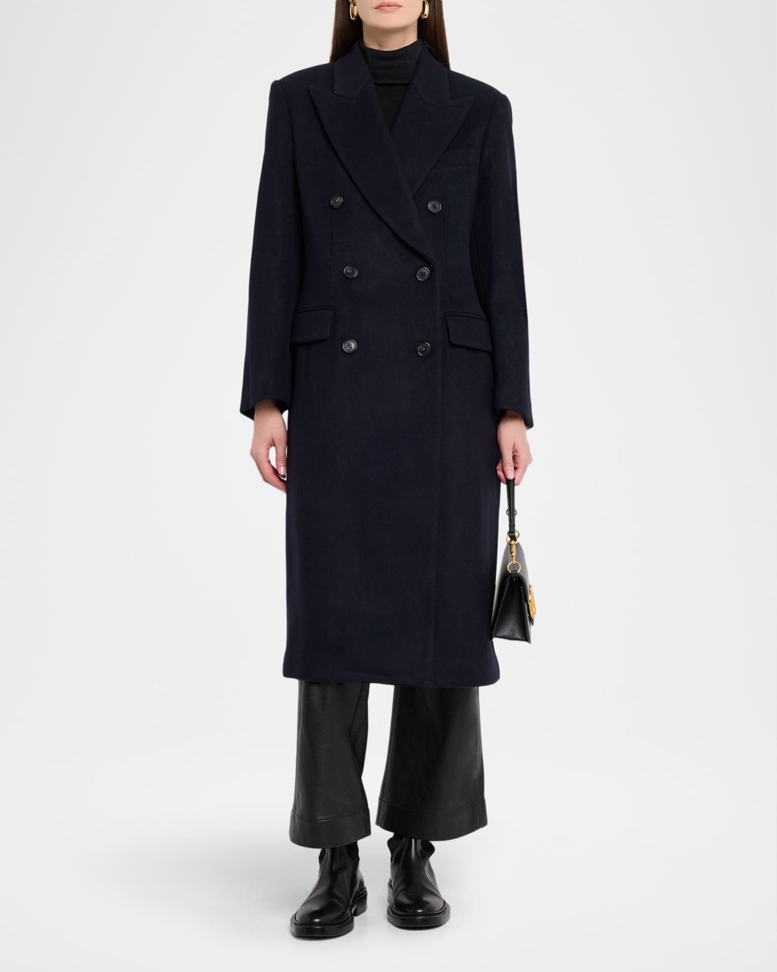Theory Double-Breasted Wool-Blend Coat | Neiman Marcus