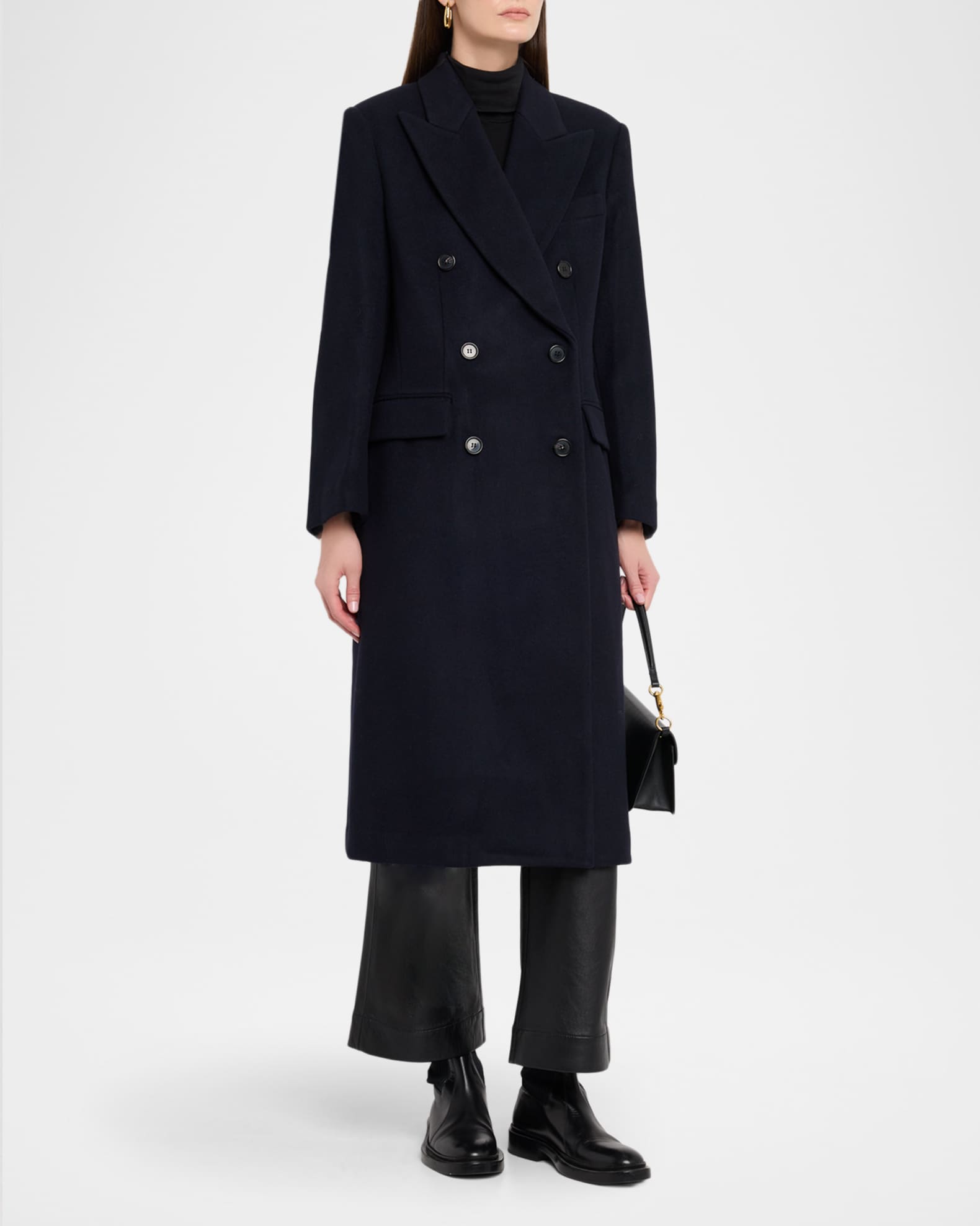 Theory Double-Breasted Wool-Blend Coat | Neiman Marcus