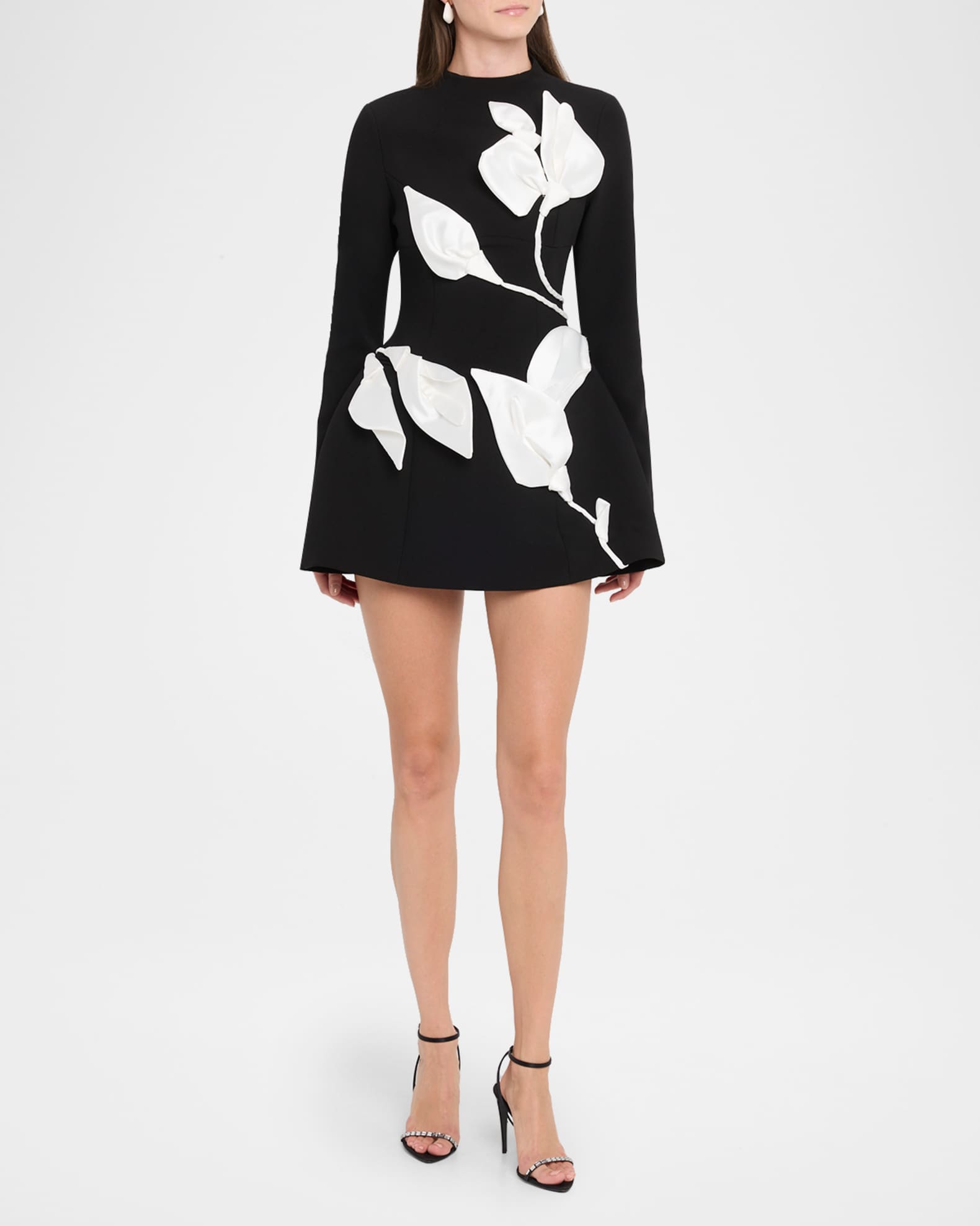 Acler Kadence Long-Sleeve Floral Appliqué Dress | Neiman Marcus