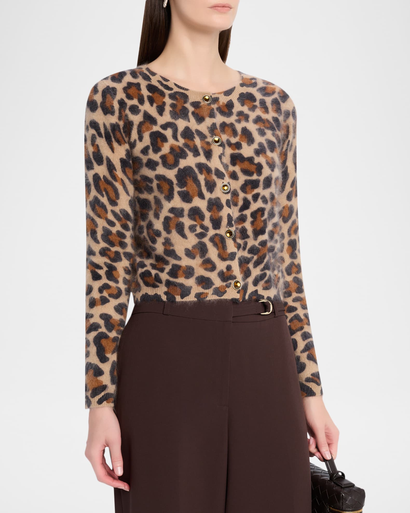Elie Tahari The Jillian Leopard-Print Cashmere Cardigan | Neiman Marcus