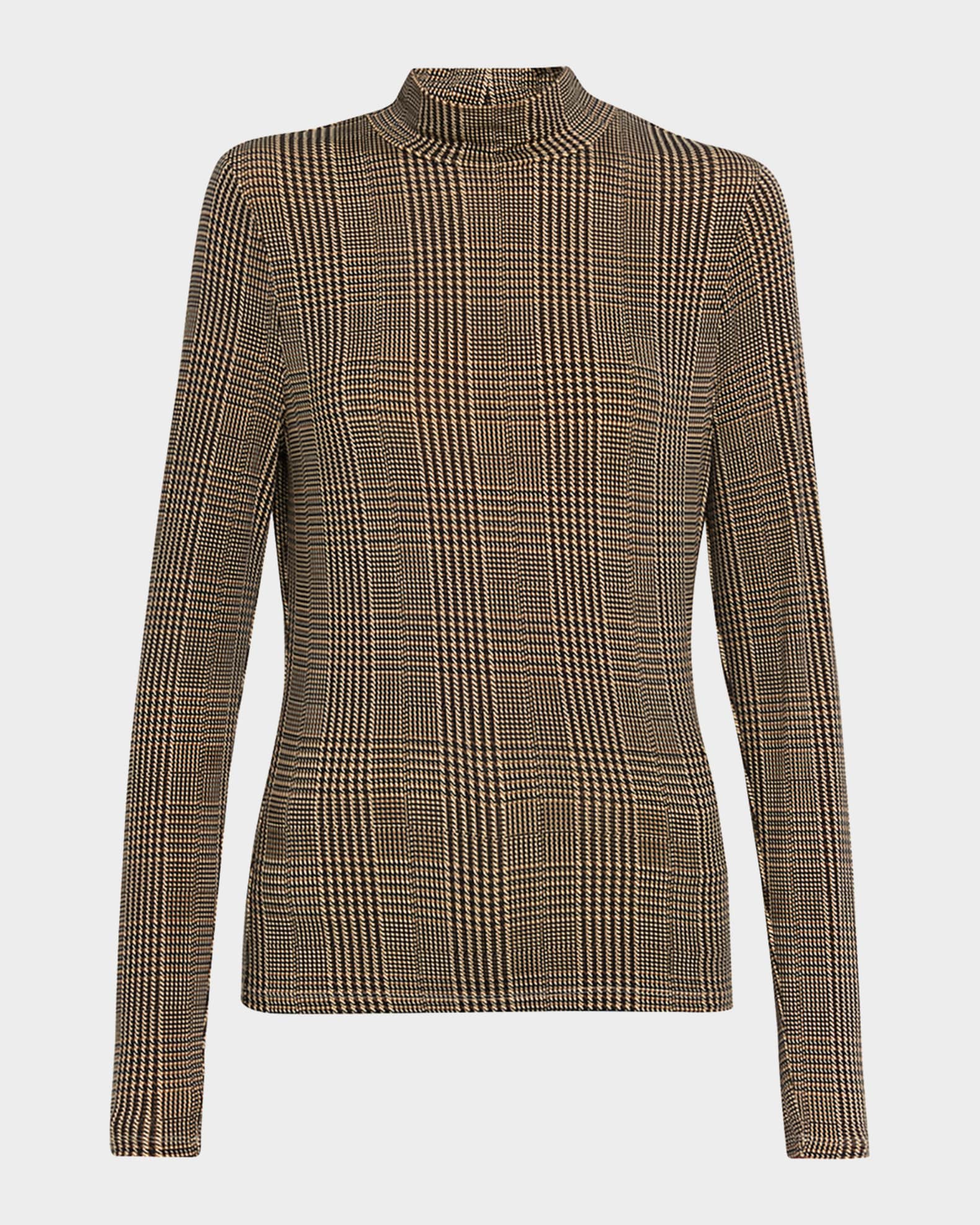 Veronica Beard Nate Houndstooth Mock-Neck Top | Neiman Marcus