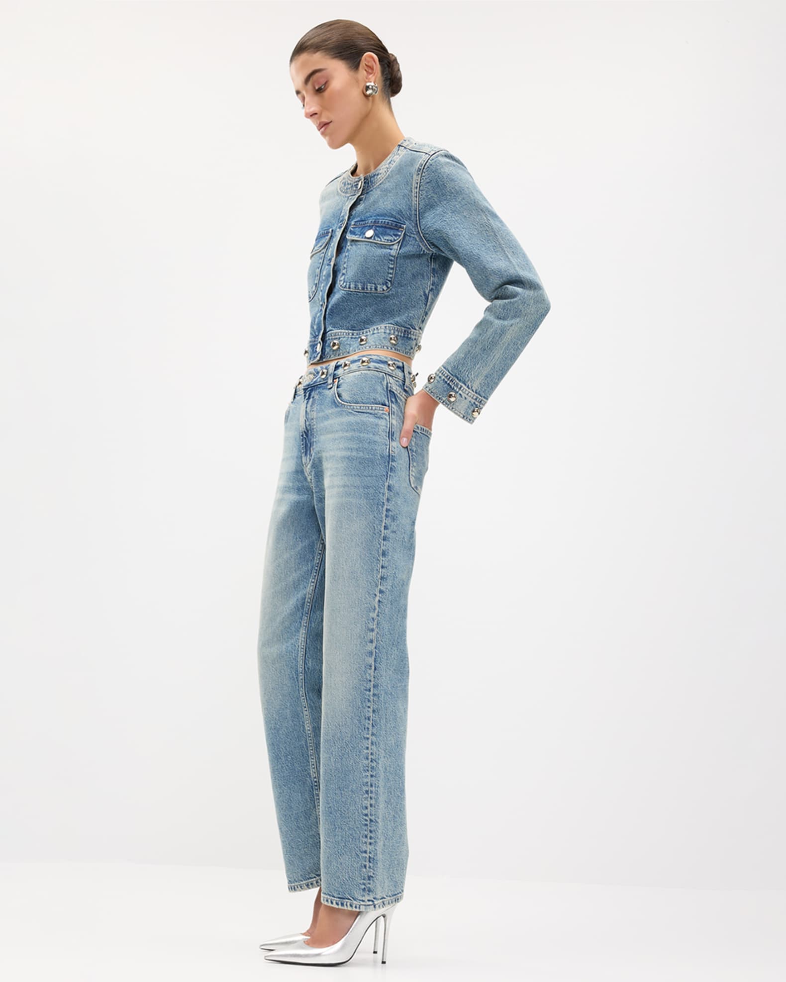 Rails Topanga Studded Straight-Leg Jeans | Neiman Marcus
