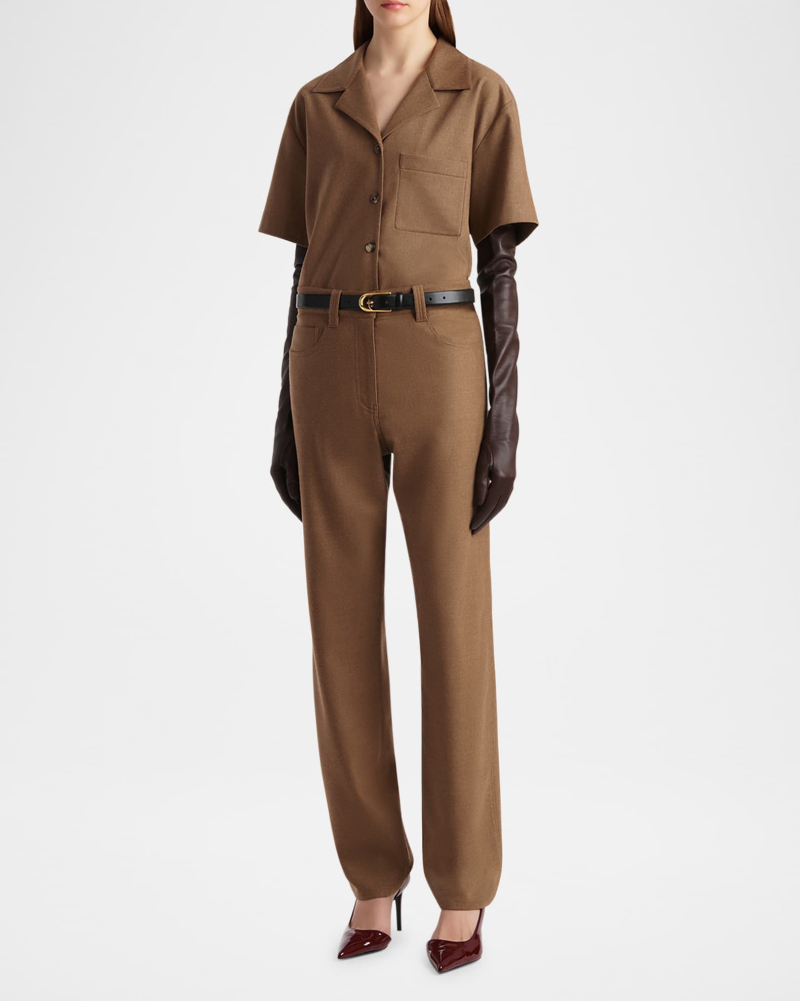 Khaite Callum Wool Crepe Straight-Leg Pants | Neiman Marcus