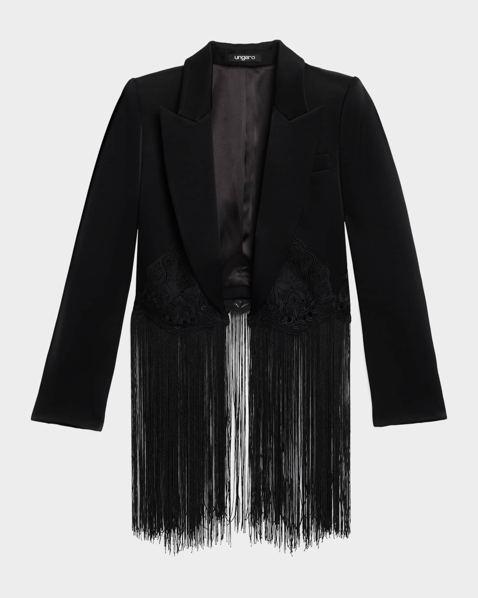 Ungaro Alma Lace-Trim Fringe Blazer | Neiman Marcus