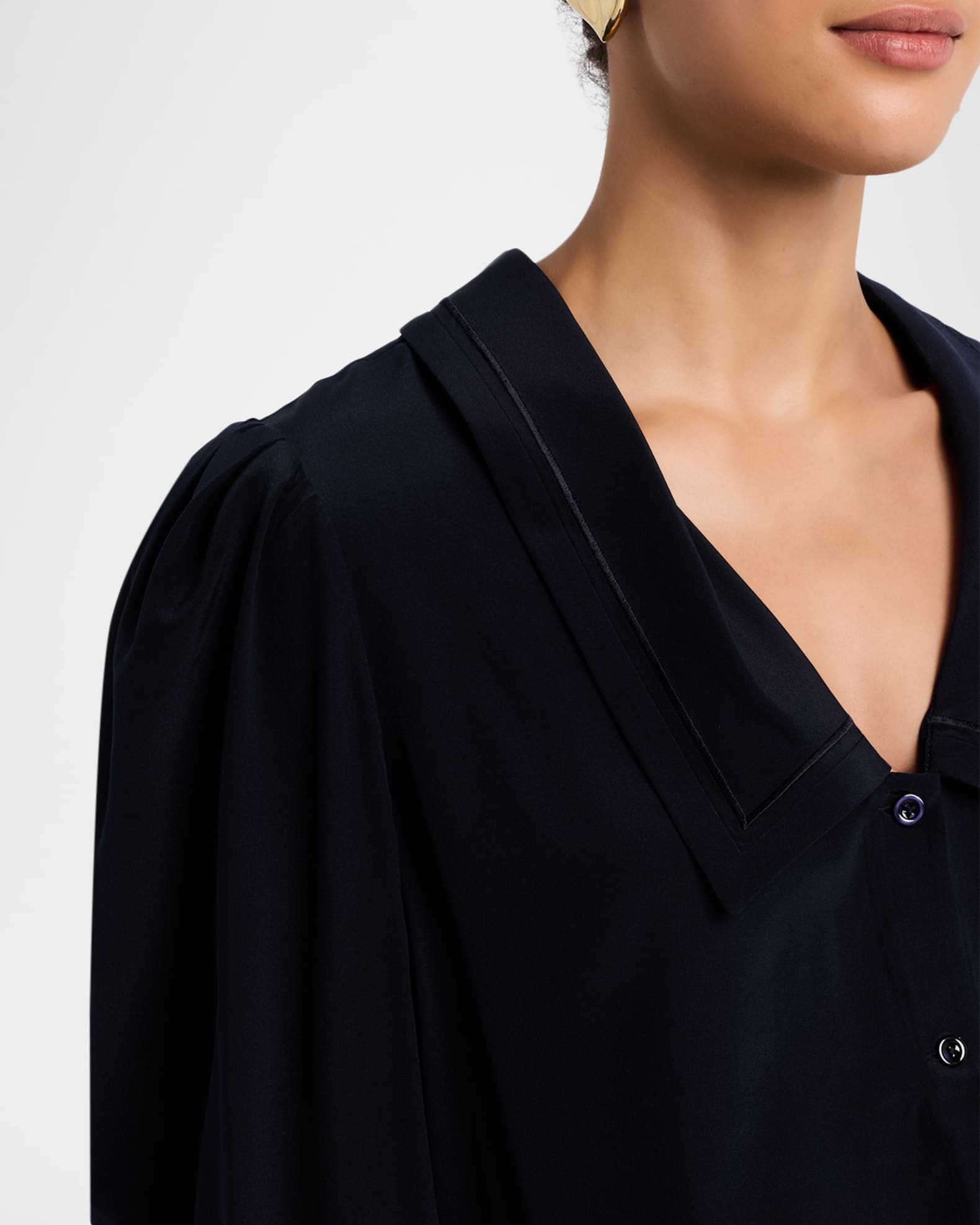 FRAME The Long-Sleeve Sailor Blouse | Neiman Marcus