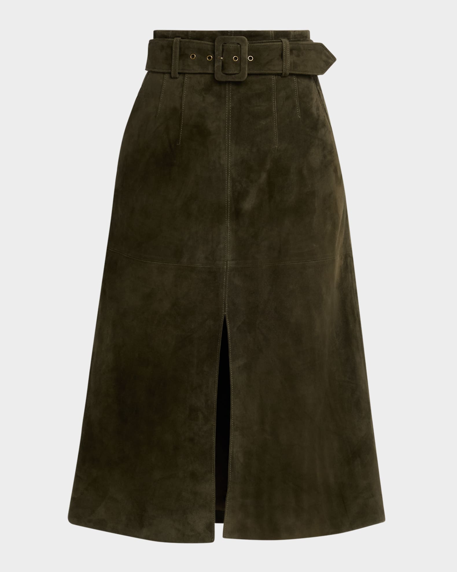 Veronica Beard Alexie Suede Midi Skirt | Neiman Marcus
