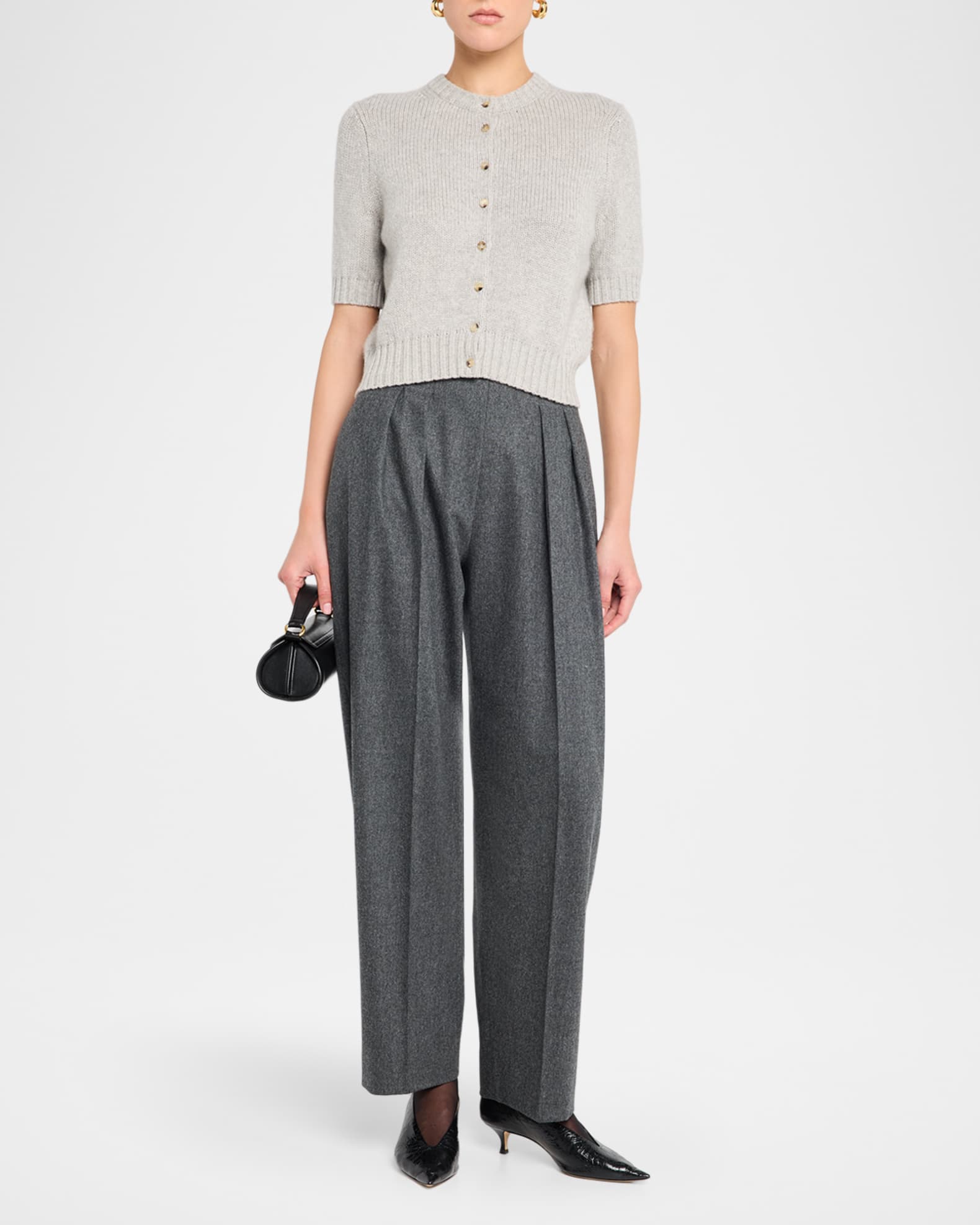 Khaite Dugan Pleated Tapered-Leg Ankle Pants | Neiman Marcus