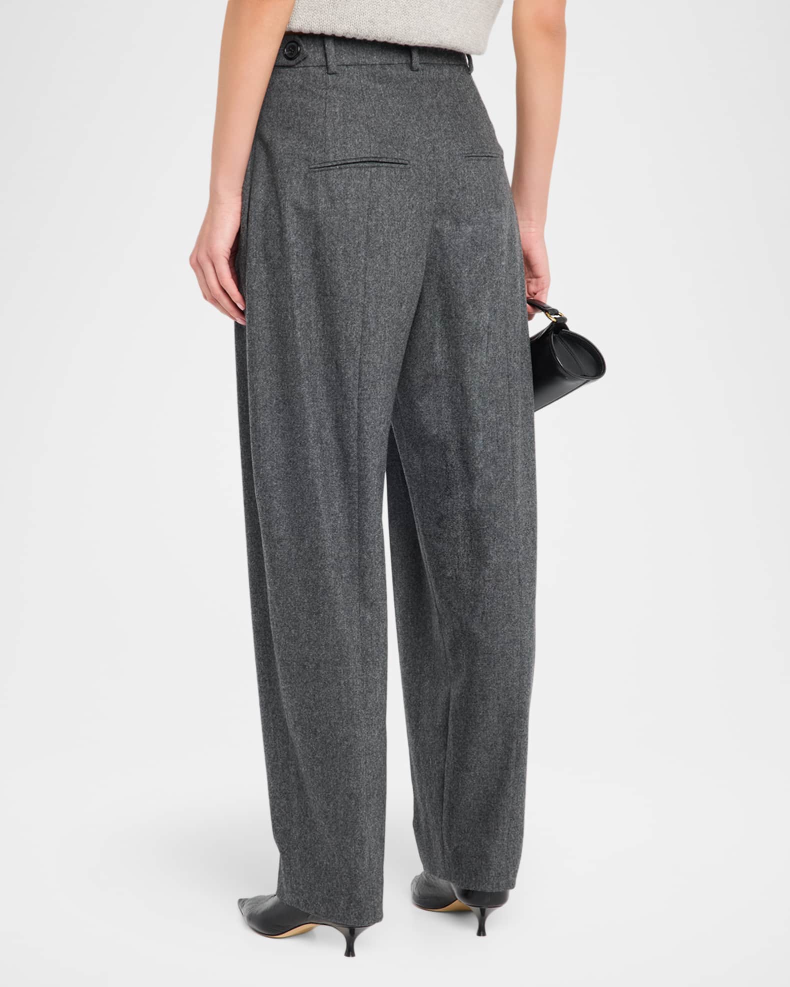 Khaite Dugan Pleated Tapered-Leg Ankle Pants | Neiman Marcus