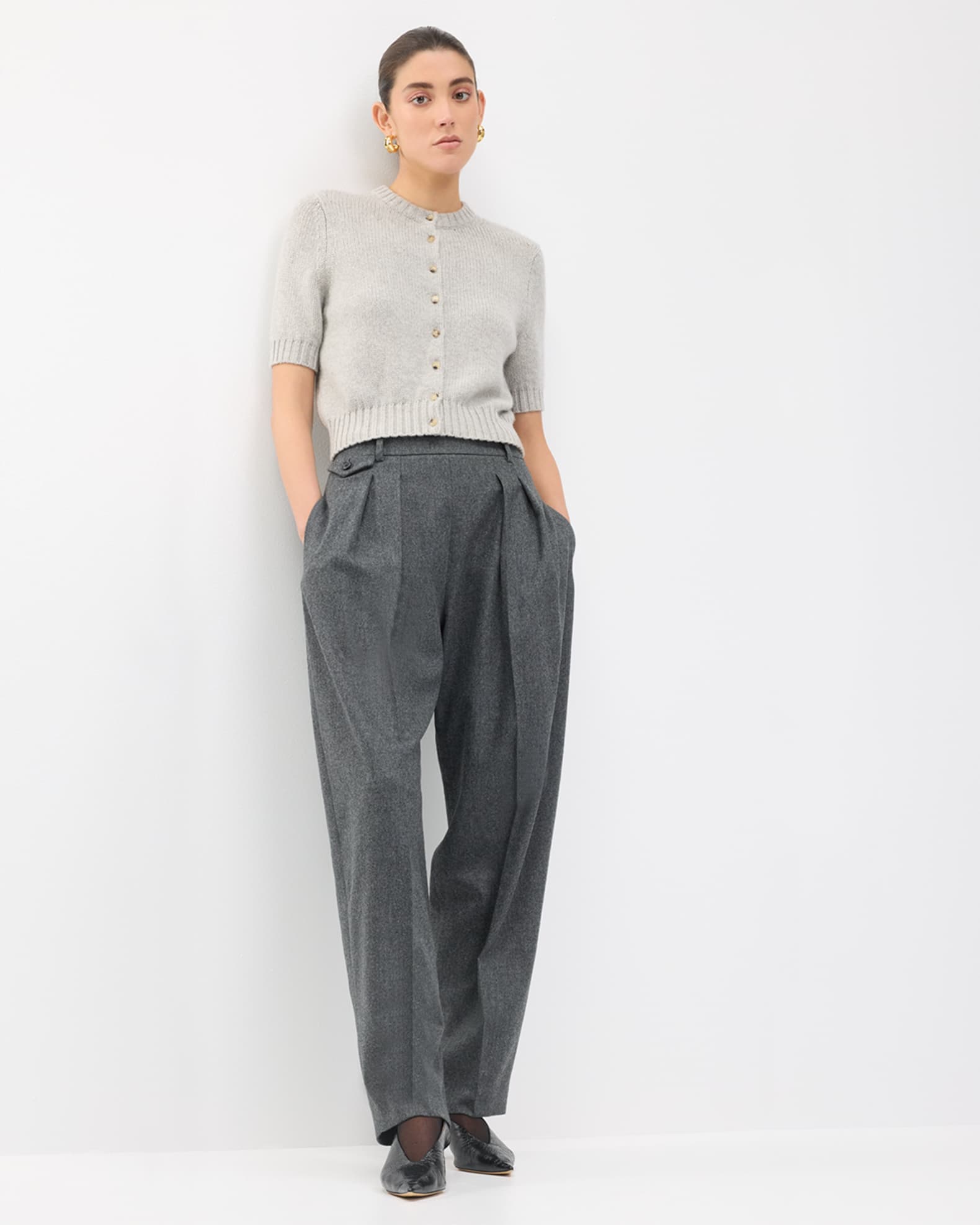 Khaite Dugan Pleated Tapered-Leg Ankle Pants | Neiman Marcus