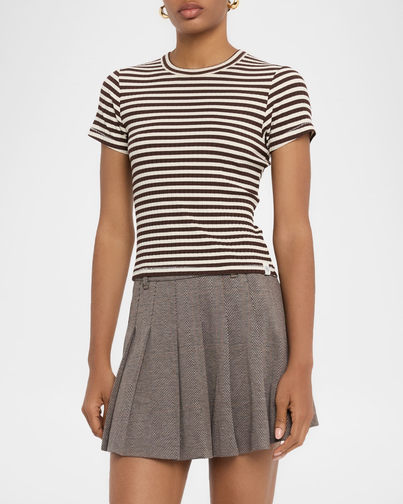 Rag & Bone Luca Stripe Rib-Knit Top | Neiman Marcus