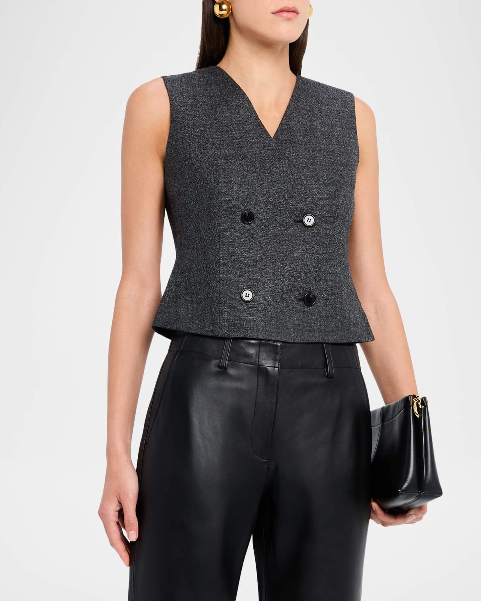 Theory Shrunken Wool Suiting Vest | Neiman Marcus